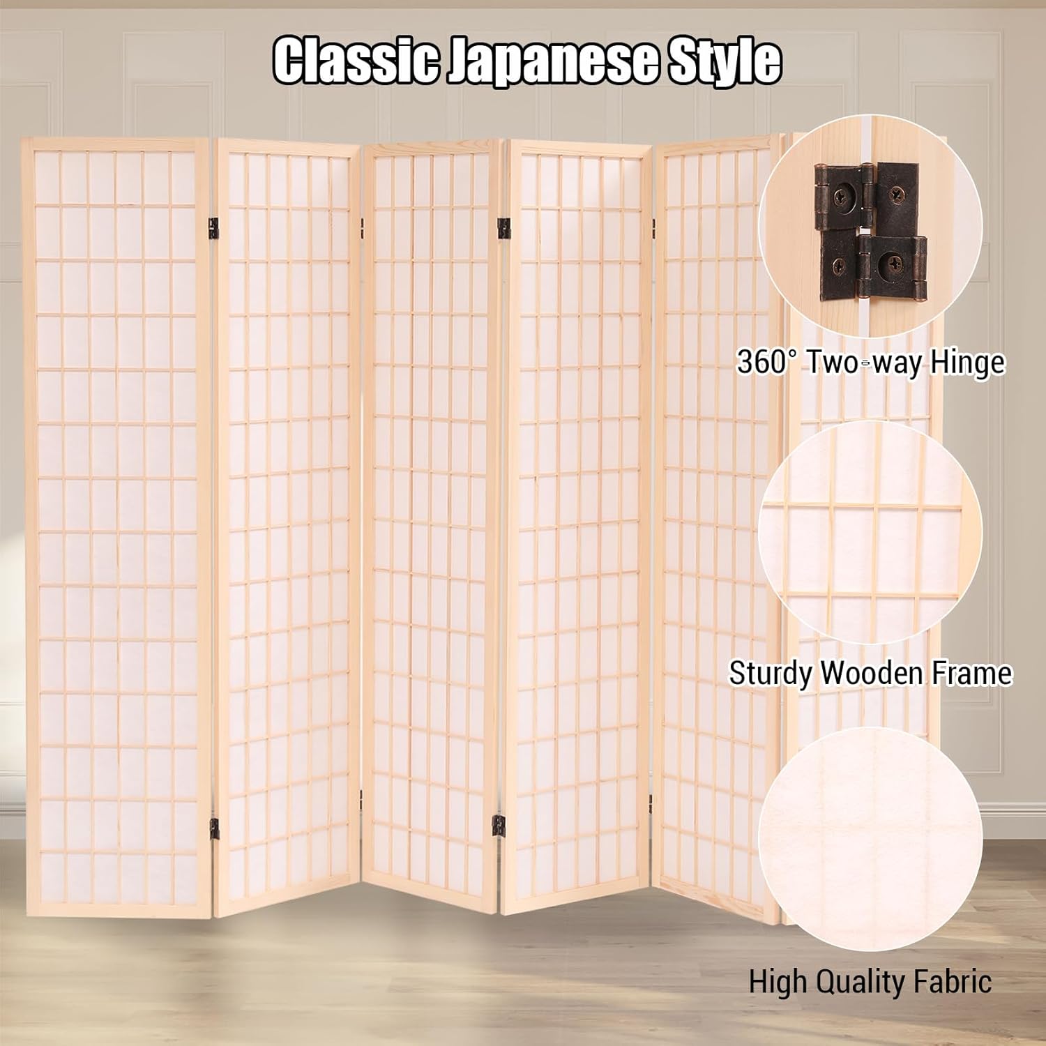 Der Rose 1set Wooden Room Divider Natural Wood Japanese Lattice Design ...