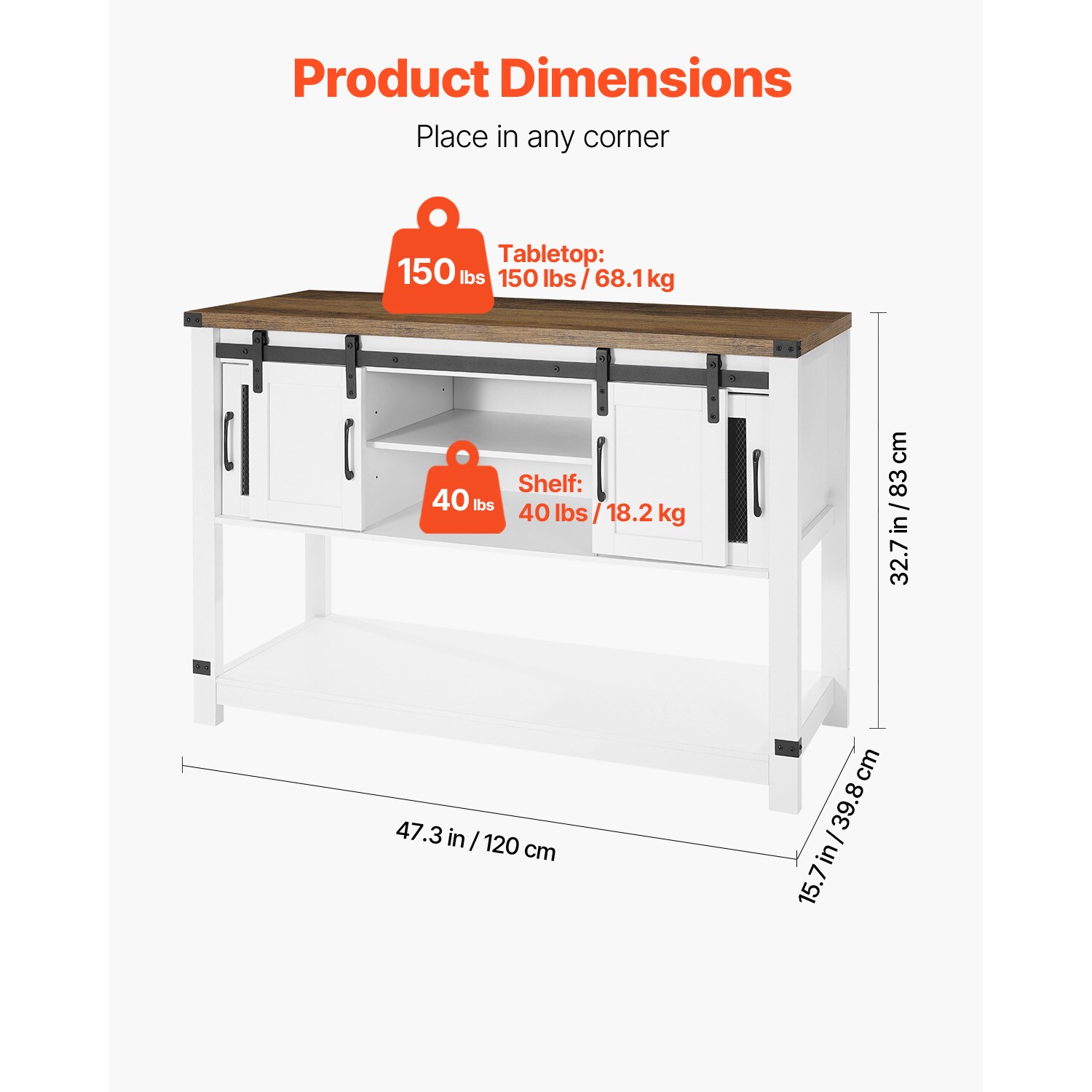 VEVOR Coffee Bar Cabinet 47.3 x 15.7 x 32.7 in Farmhouse Coffee Bar ...