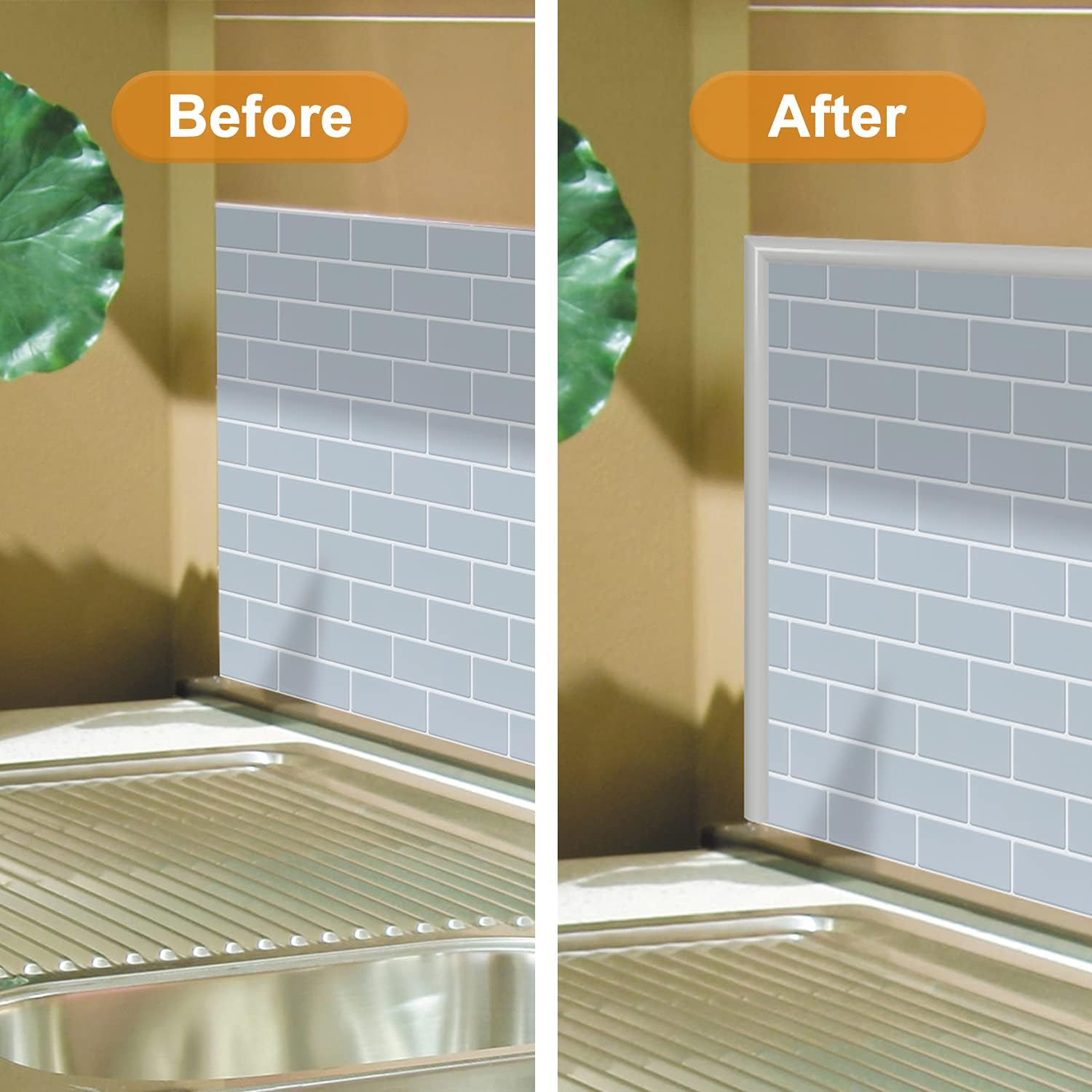 STICKGOO 10 Pack Trim for Backsplash Tile Edge and 10 Sheet Peel and ...