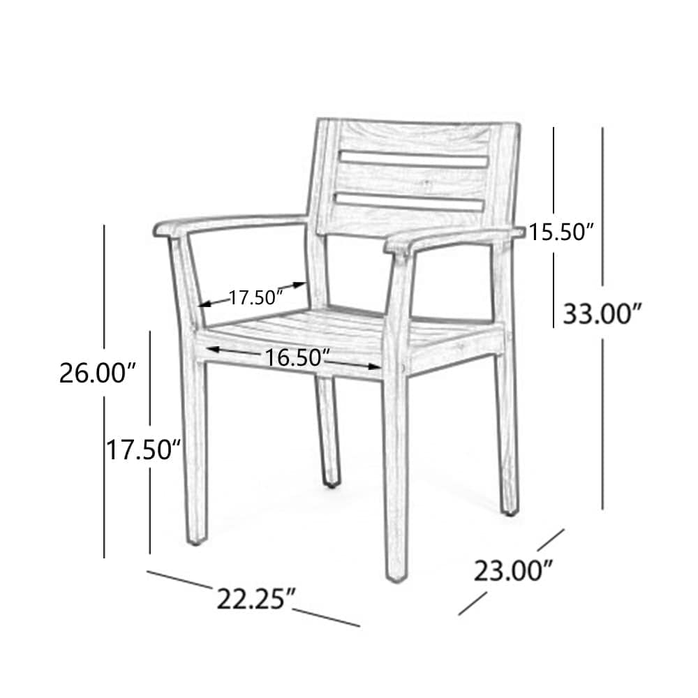 Coolbibila Set of 2 Dark Brown Acacia Wood Patio Dining Chairs with ...