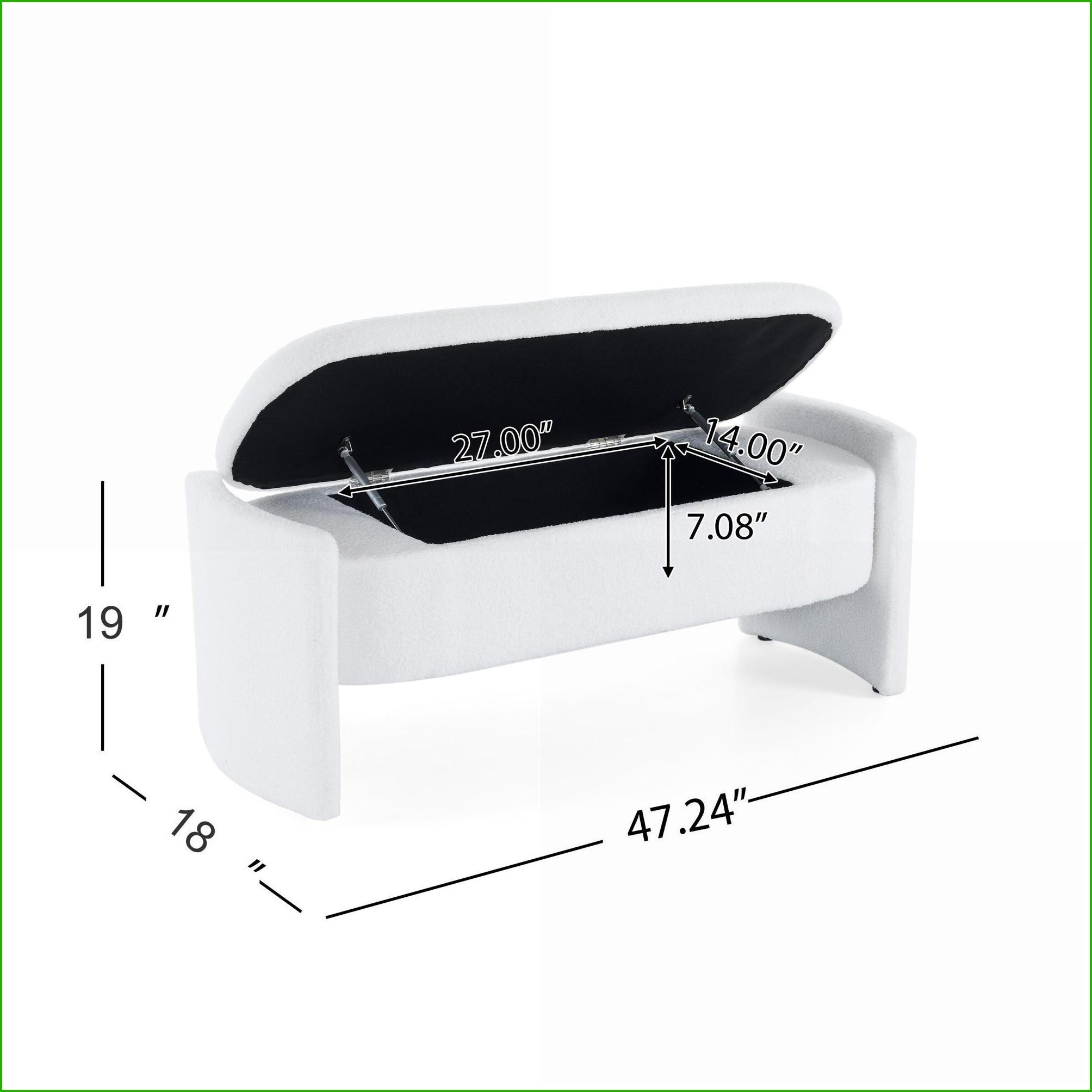 Watnature Ottoman Bench with Storage Snow White Boucle for Living Room ...