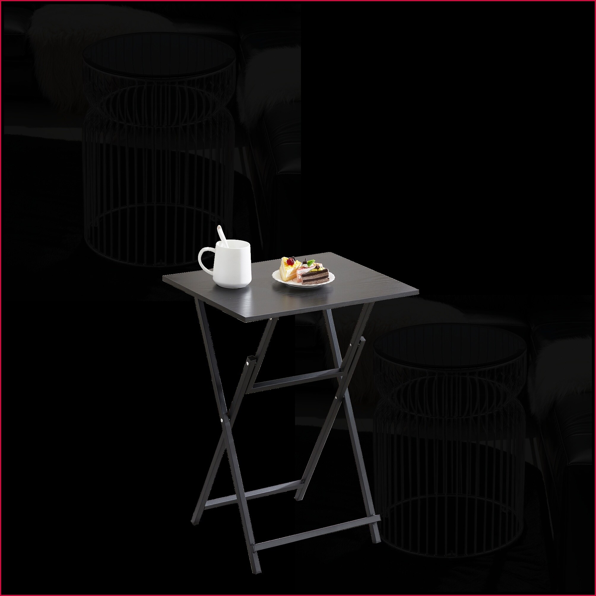 Watnature Black Space Saving Coffee Table No Assembly Portable Sofa ...