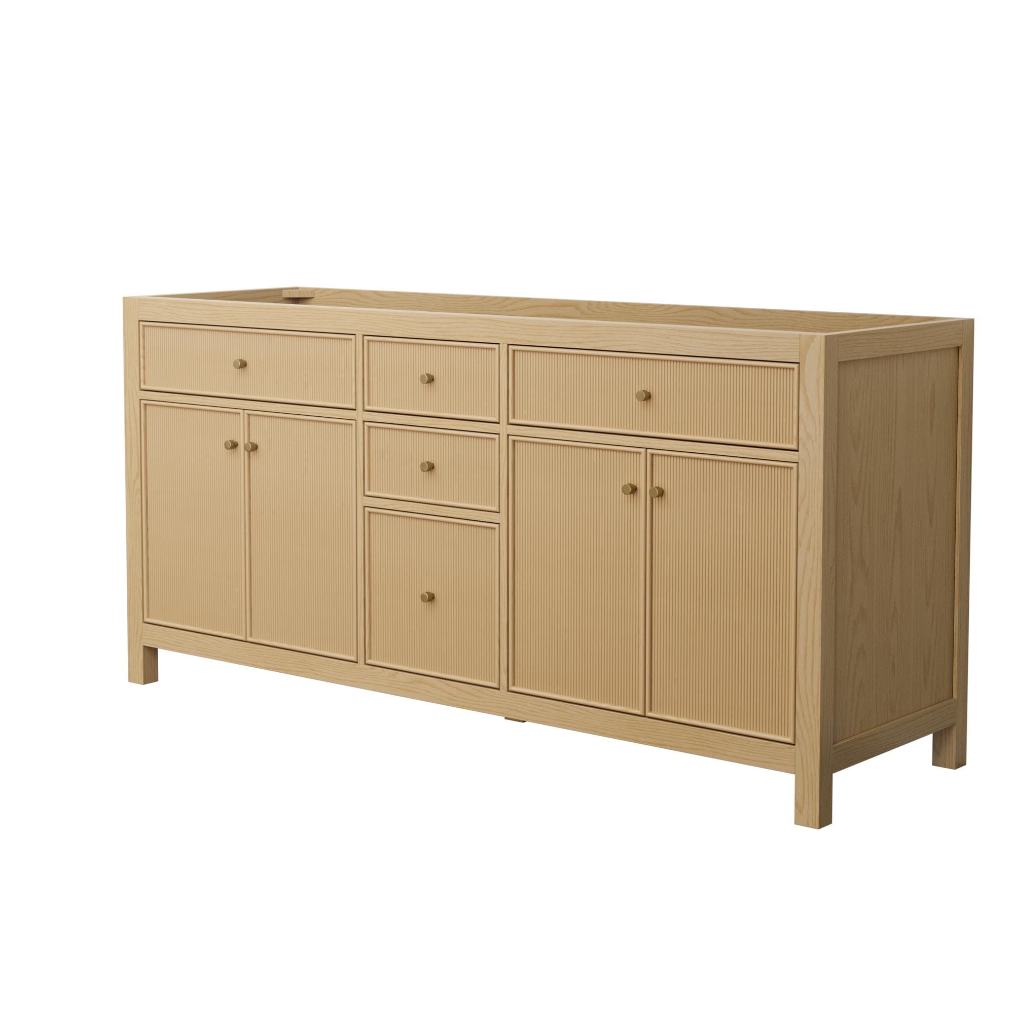 Wyndham Collection Pendry 72-in Tanned Oak with Brushed Gold Trim ...