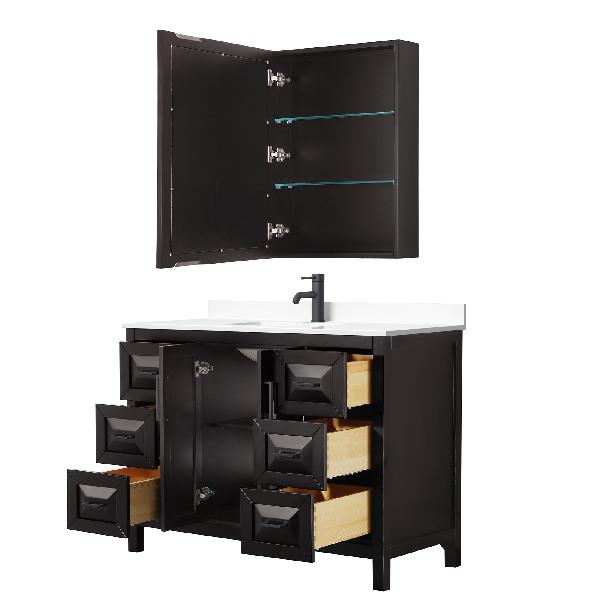 Wyndham Collection Daria 48-in Dark Espresso with Matte Black Trim ...