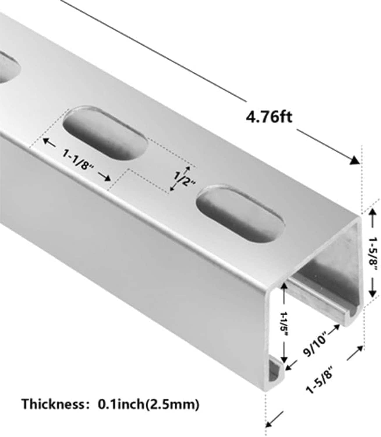 Etokfoks Unistrut Channel Trolley Track 4.75 Feet Length Strut Channel ...