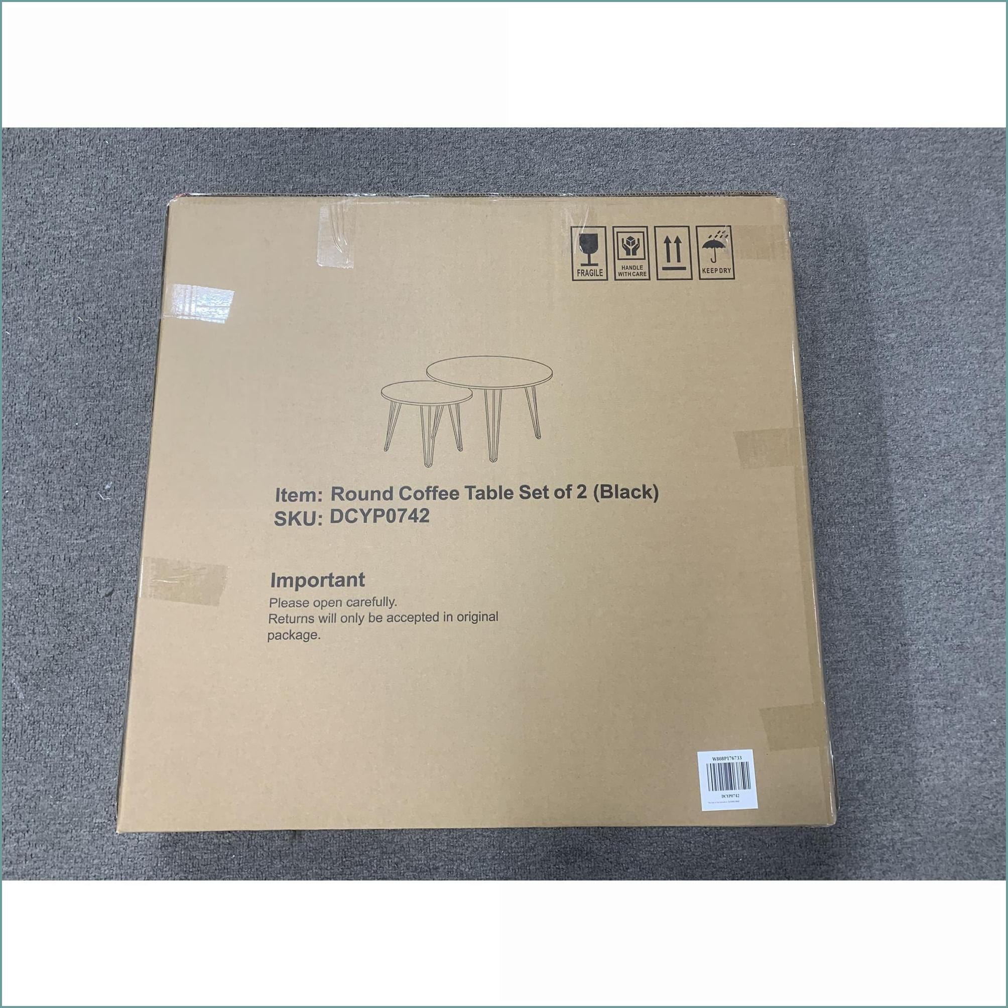 Watnature Space Saving Black Nesting Coffee Table Set of 2 MDF amp ...