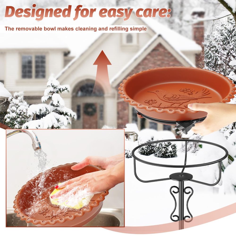 Etokfoks 100W Heated Bird Bath Bowl for Outdoors Winter ...