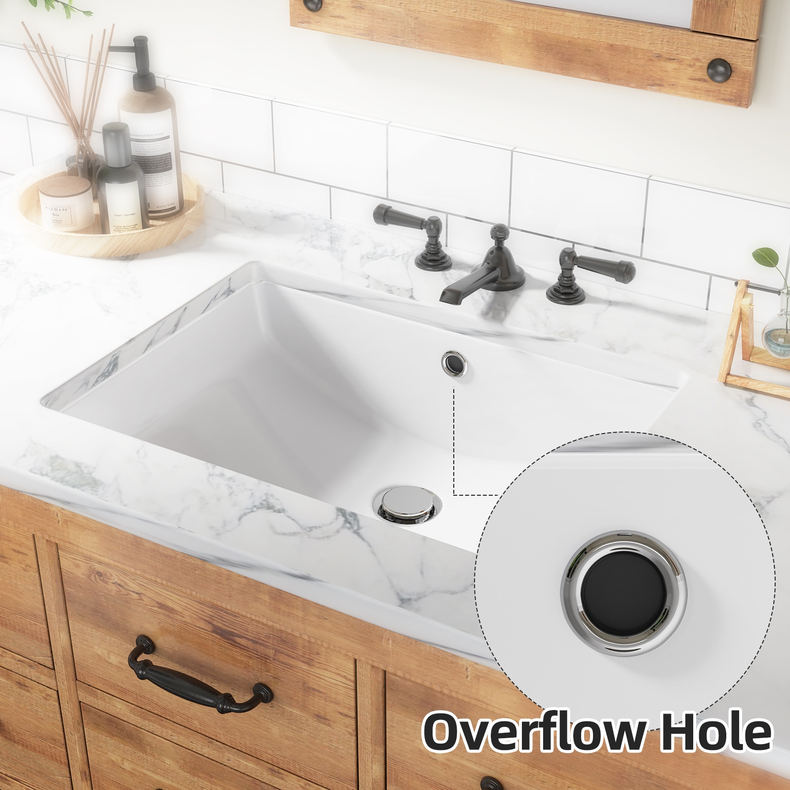 GAOMON Modern Rectangular Ceramic Bathroom Vessel Sink- White ...