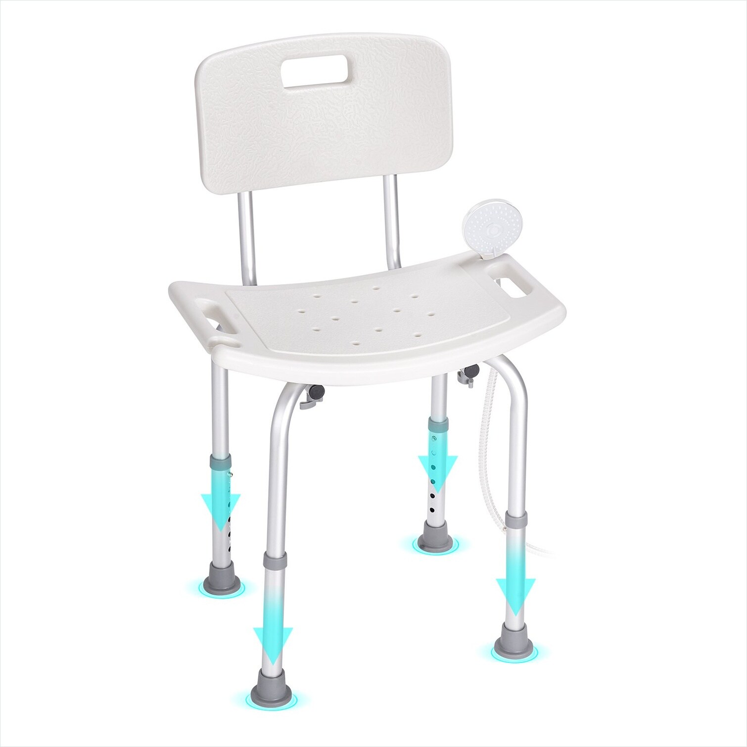 Watnature Shower Chair with Back Warm Natural Seat Aluminum Frame ...