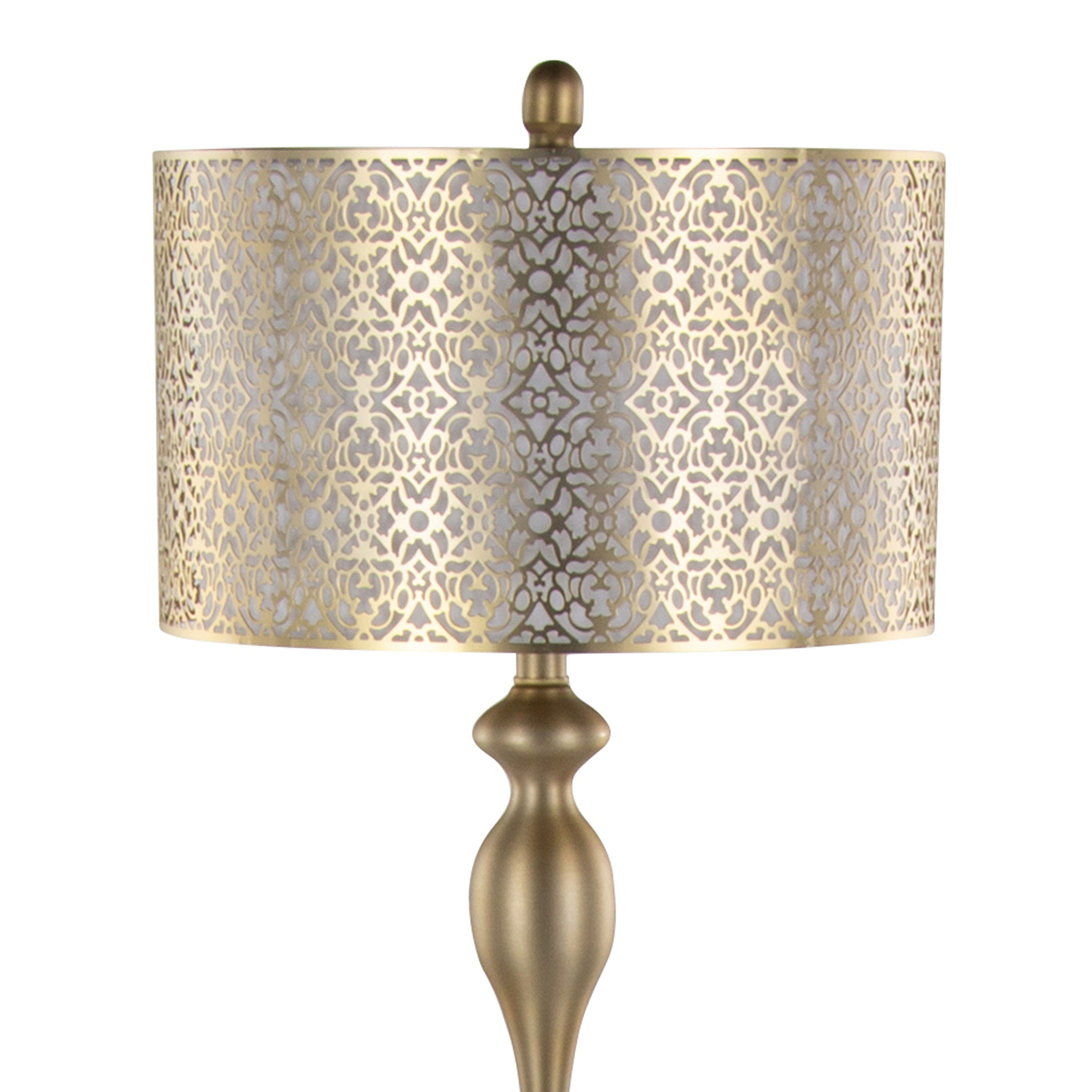 LOVMOR Ashland 63in Contemporary Metal Floor Lamp in Gold Metal with ...