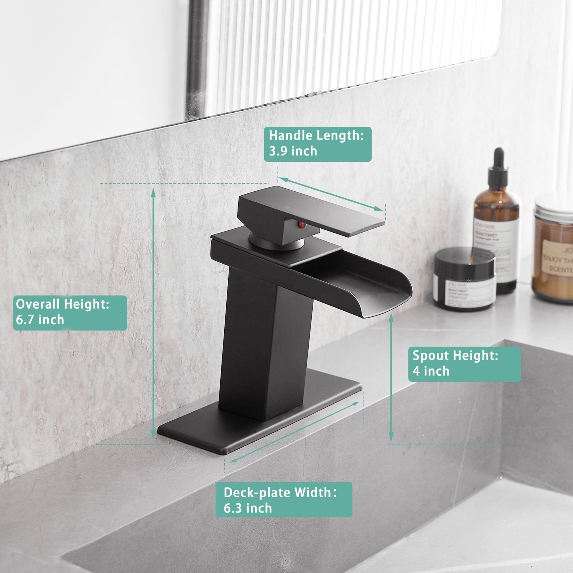 Boyel Living Modern Waterfall Single Handle Single Hole Bathroom Faucet ...