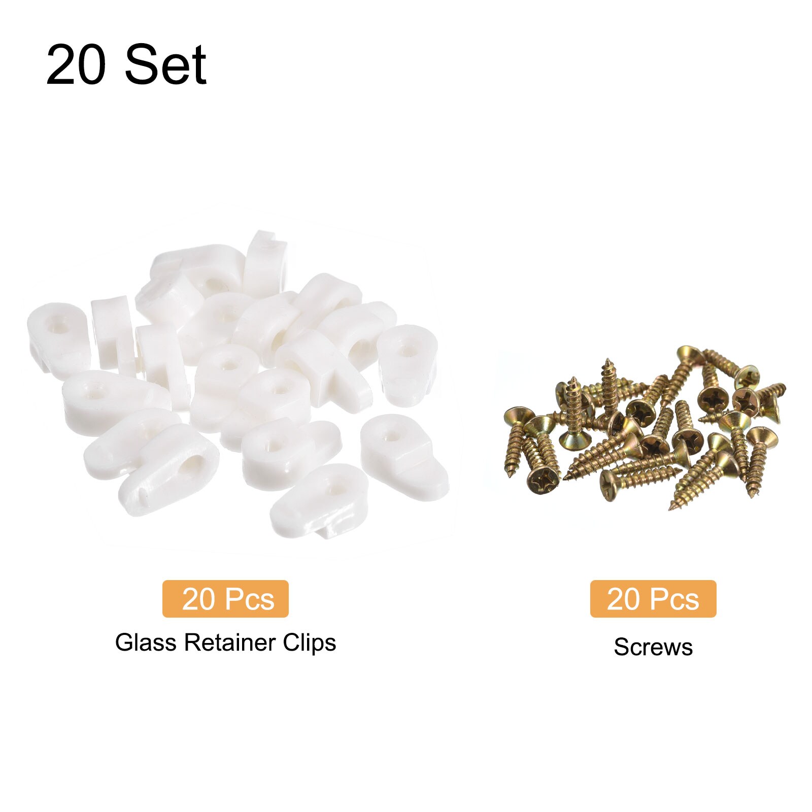 Unique Bargains 20 Sets Glass Retainer Clips Kit 20mm Plastic Glass ...