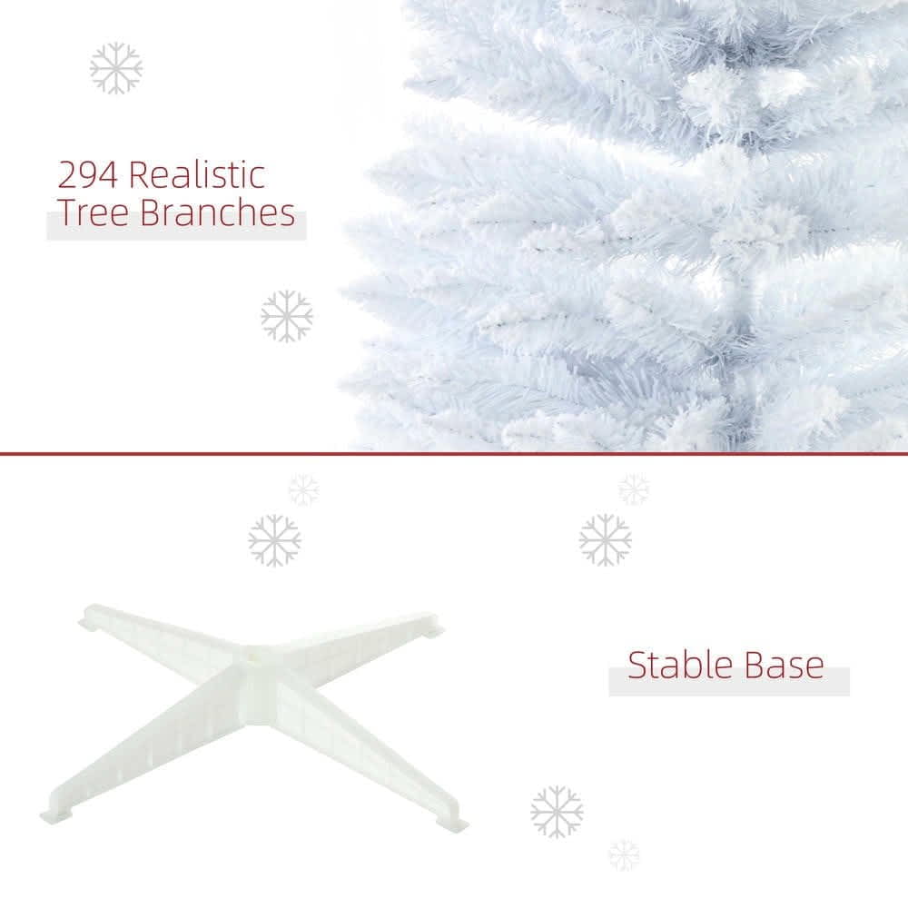 Choco Moon 5ft Decorated Slim Artificial Pencil Snow Flocked Christmas ...