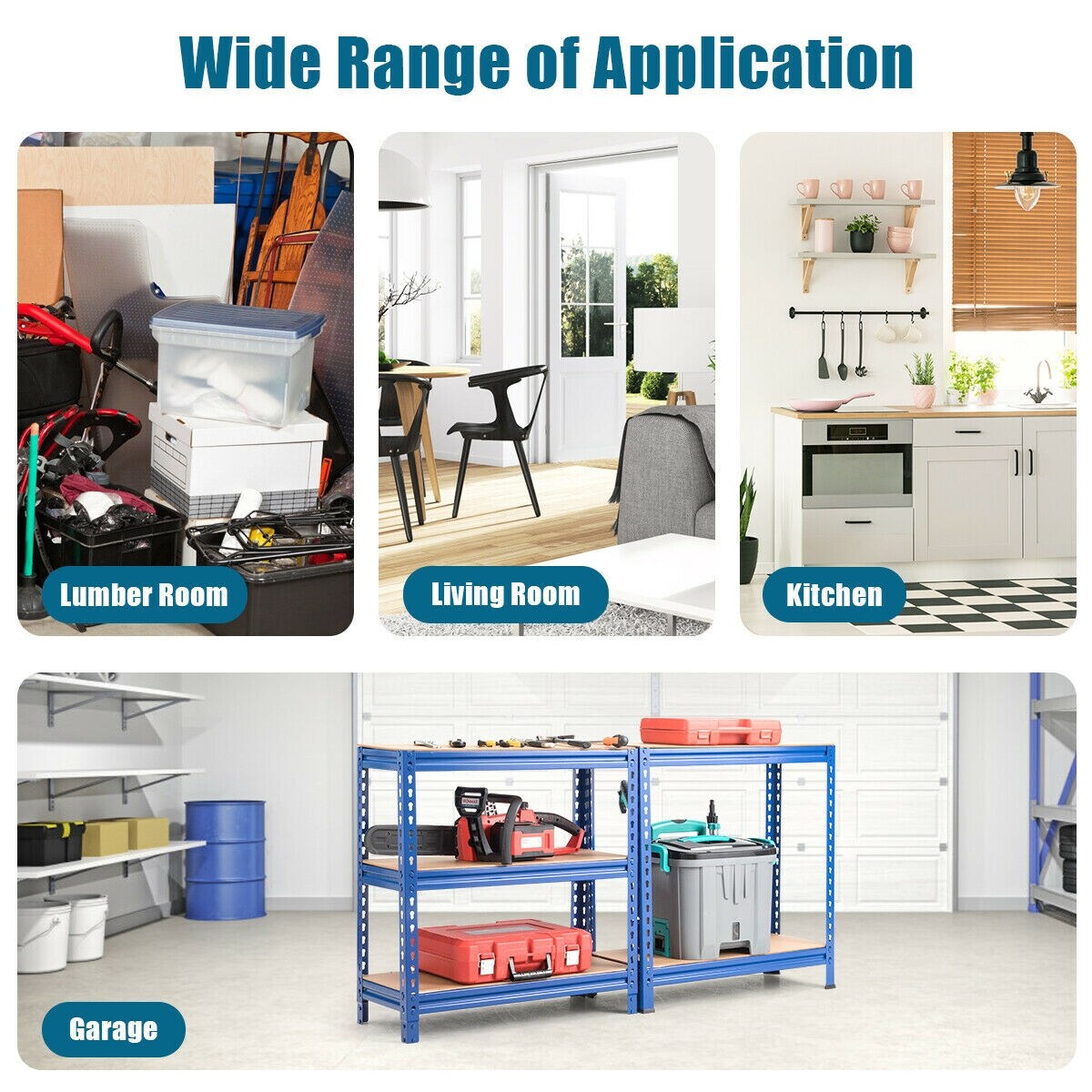 Slickblue 60-Inch Metal and MDF Heavy Duty 5-Tier Storage Rack (30W x ...