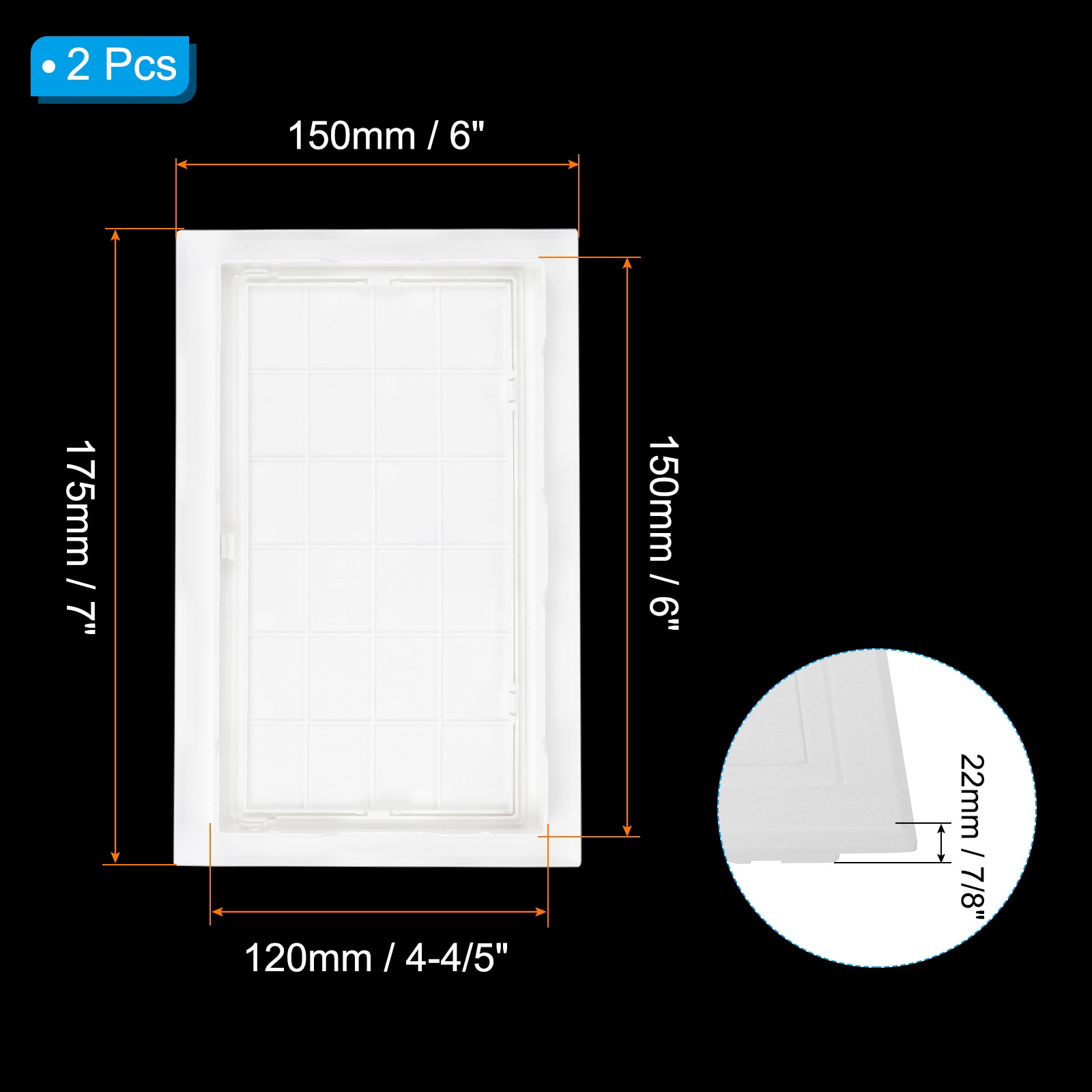 PATIKIL 6x5 Inch(145x115mm) Removable Hinged Access Panel 2pcs ABS ...
