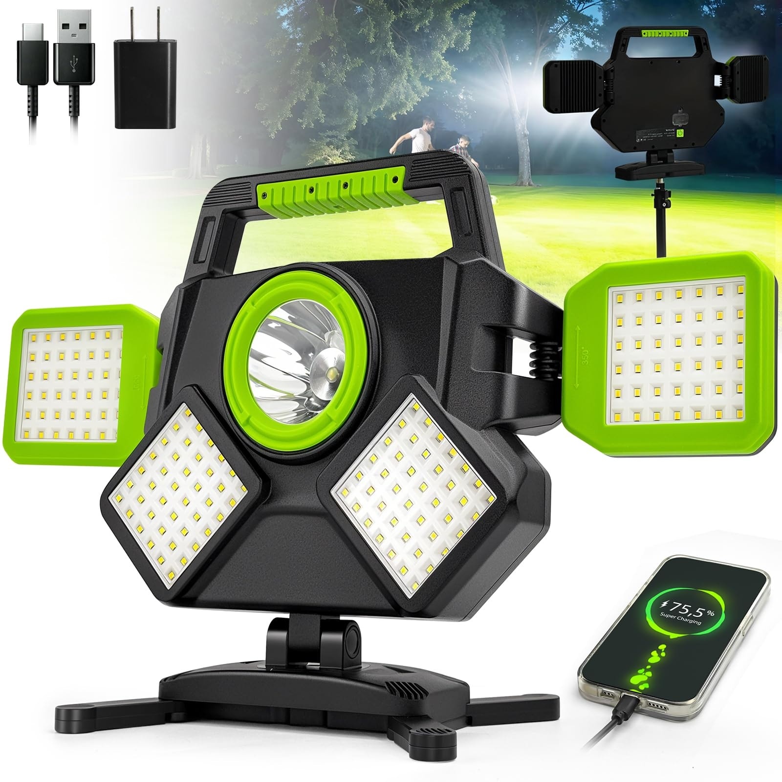 AOIZGMY 55W Rechargeable LED Work Light 5000LM Magnetic Portable ...