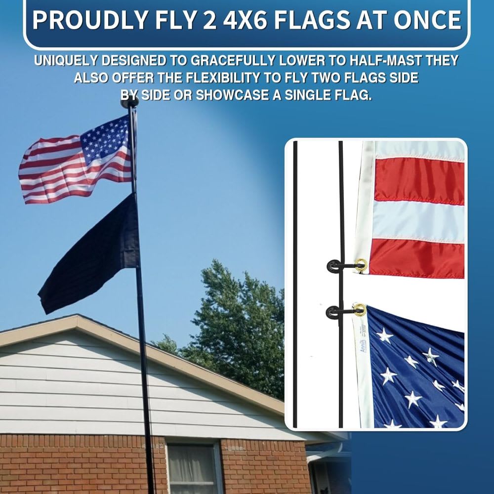 Etokfoks 25 FT Heavy Duty In Ground Flag Pole Kit 2X Harder 6061 T6 ...