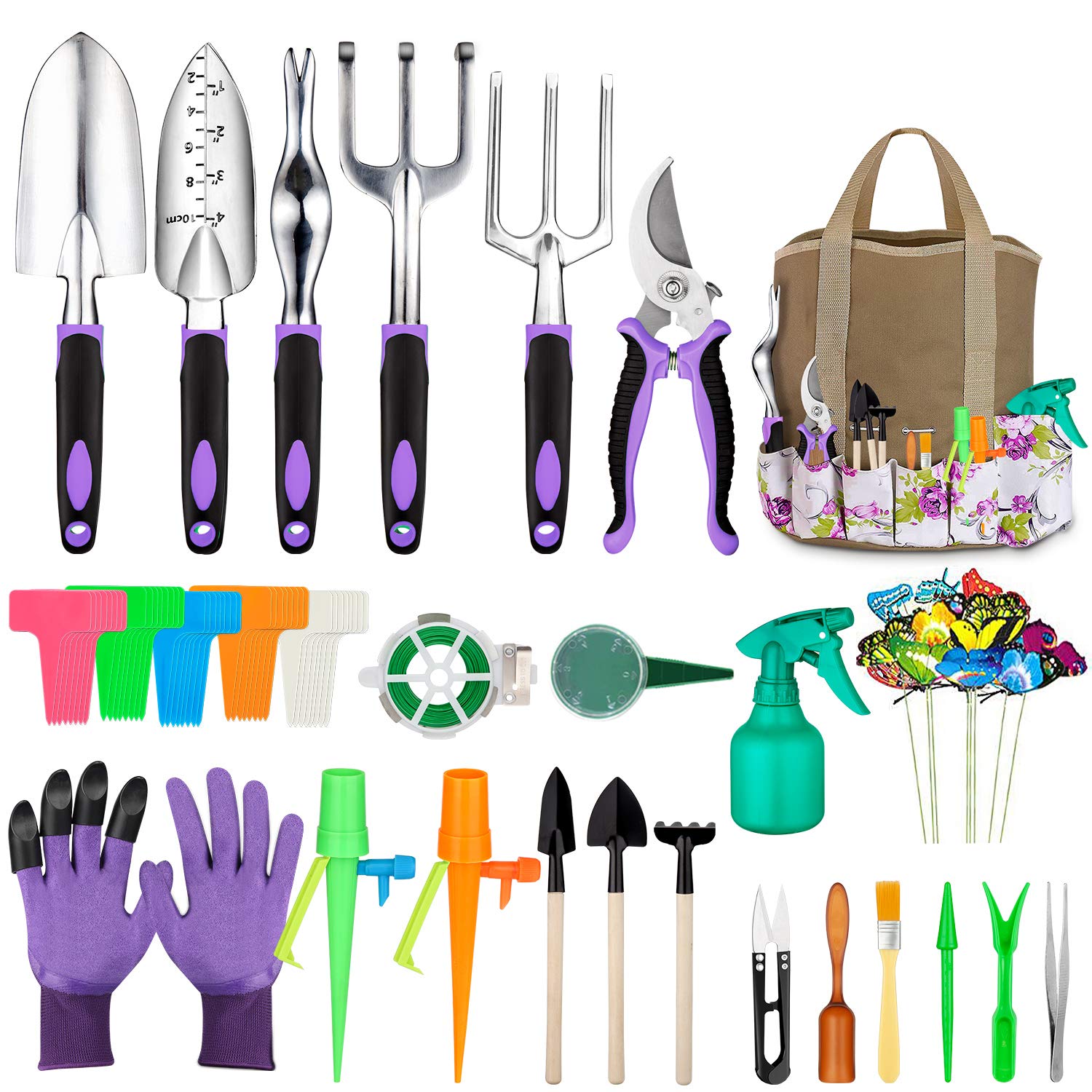 Misopily 83 Piece Garden Tool Set with Heavy Duty Aluminum Tools ...