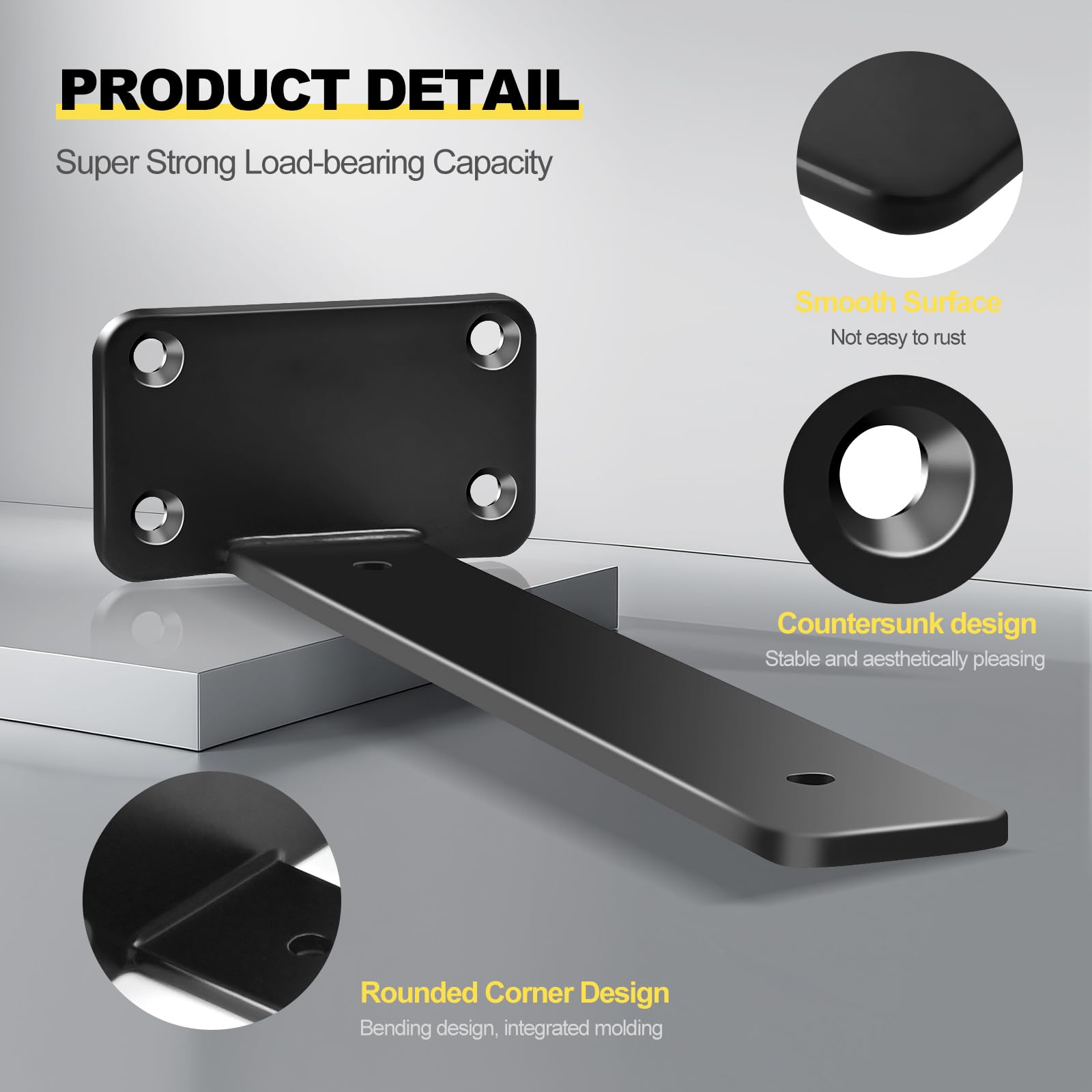 Etokfoks 12 Pack 10 Inch Black L Shelf Bracket 5mm Thick Heavy Duty ...