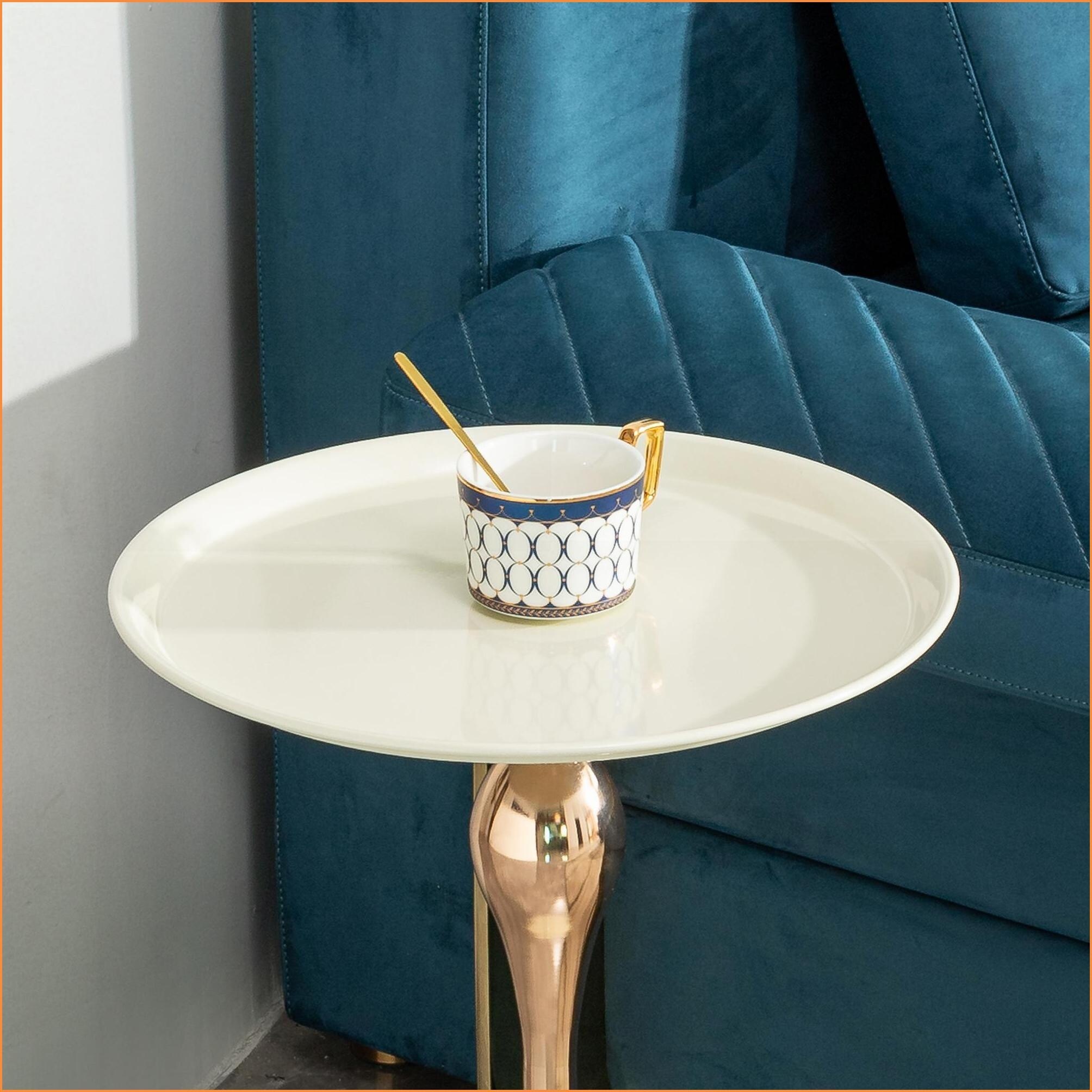 Watnature Space Saving White Metal Coffee Table with Gold Accents ...