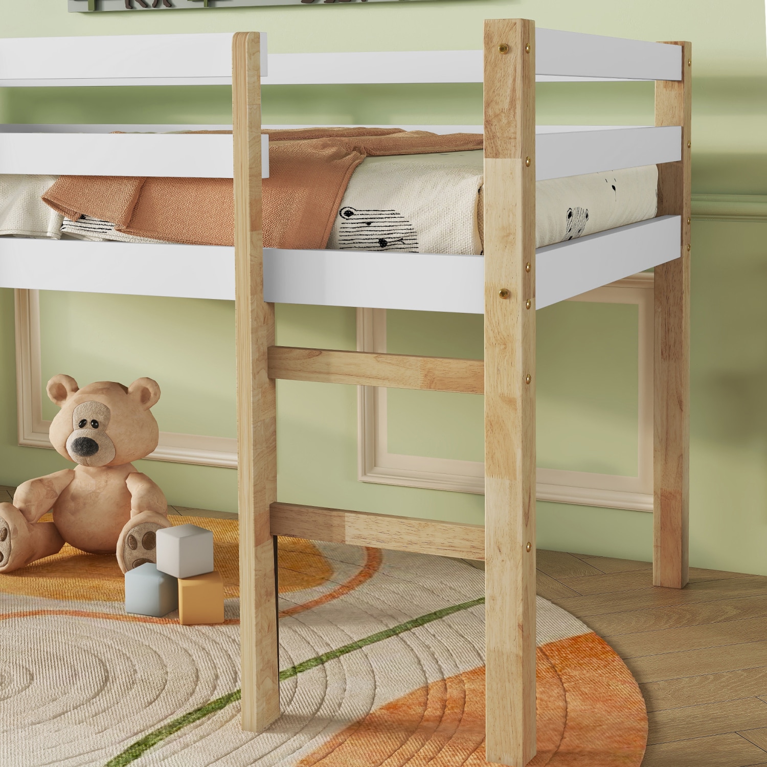 Streamdale Furniture Rubberwood Twin Loft Bed - Natural/White in the ...