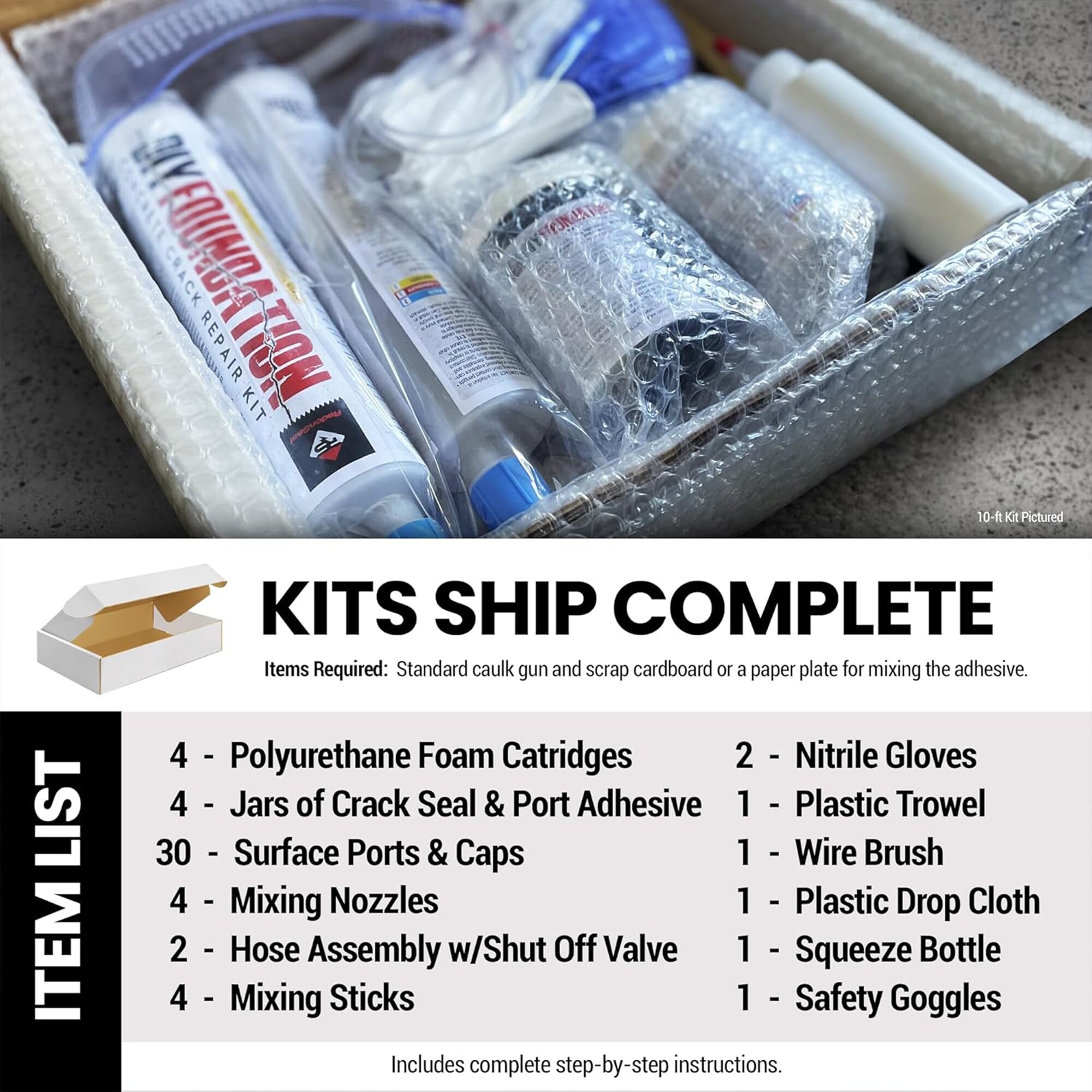 RadonSeal Concrete Foundation Crack DIY Repair Kit for Basement Wall ...