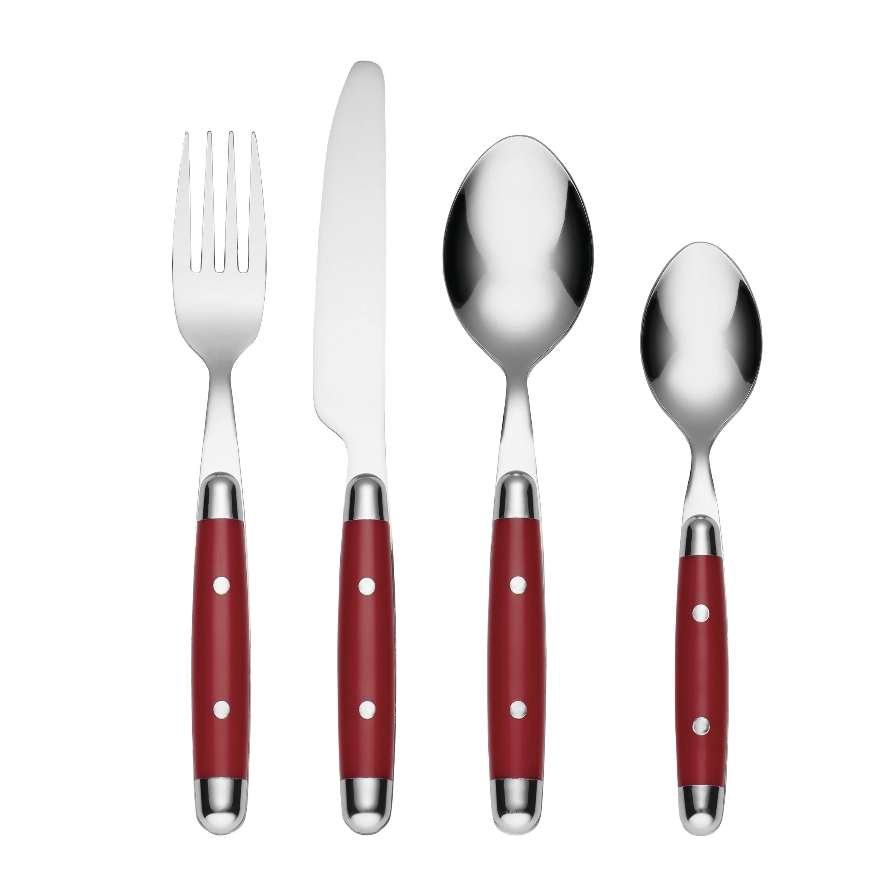 Cambridge Jubilee Red 16-Pieces Polished Modern Flatware 07216CBWD32R ...