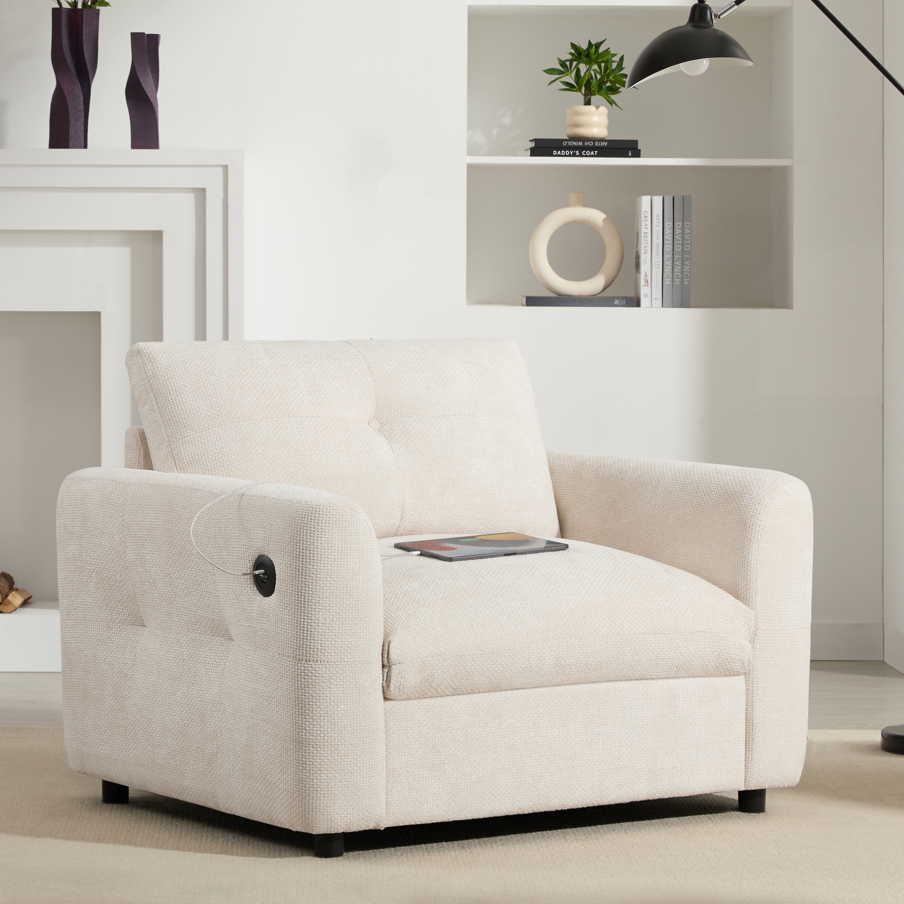 LUXEYARD 42x33 Single Sofa Armchair with Wide Seat Dual port Charger ...