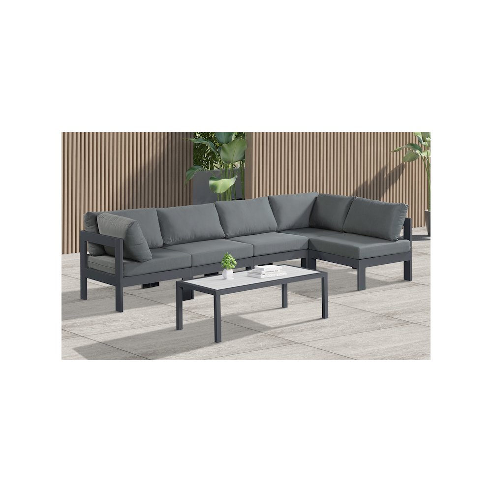 Meridian Nizuc Grey Water Resistant Fabric Outdoor Patio Modular ...