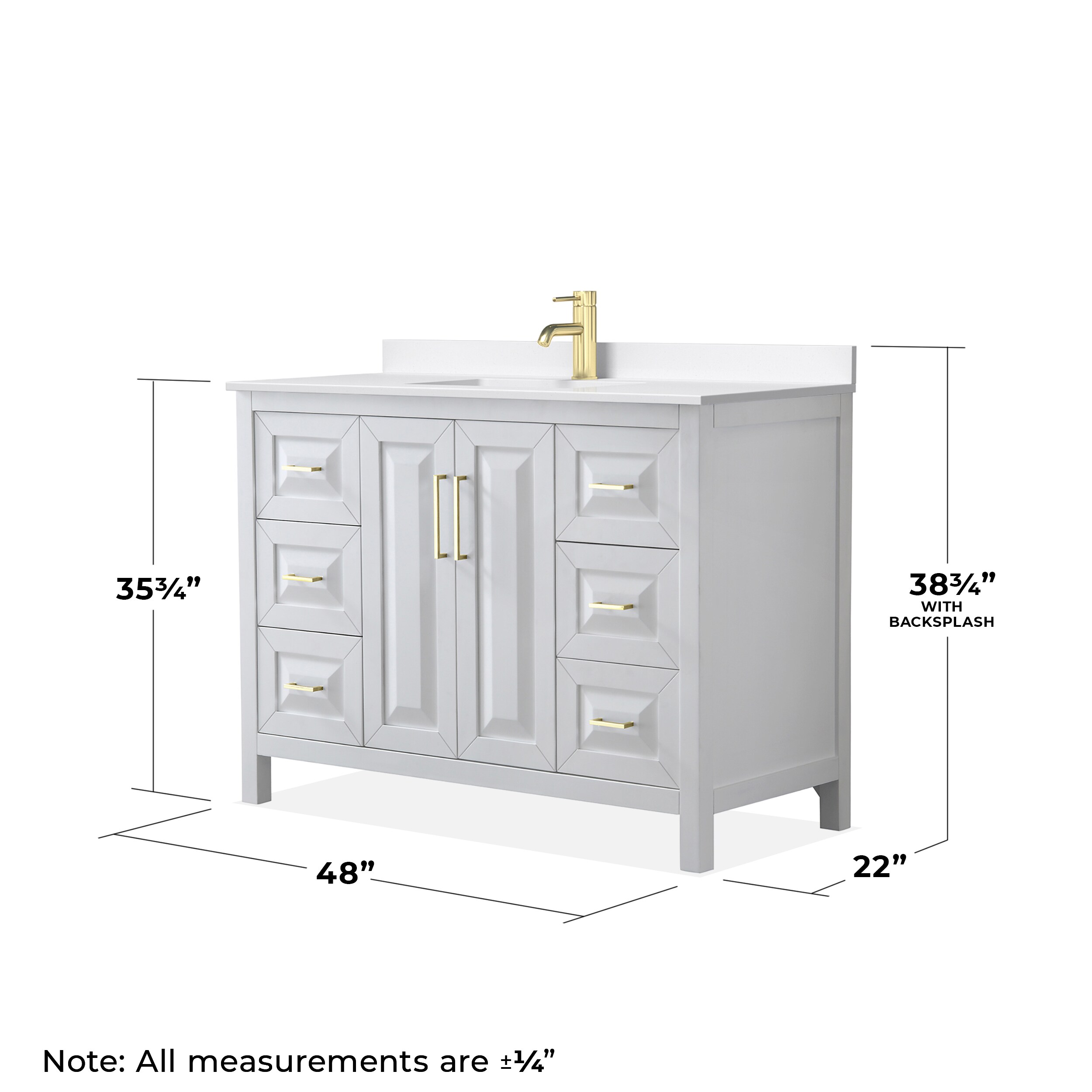 Wyndham Collection Daria 48-in White with Brushed Gold Trim Undermount ...