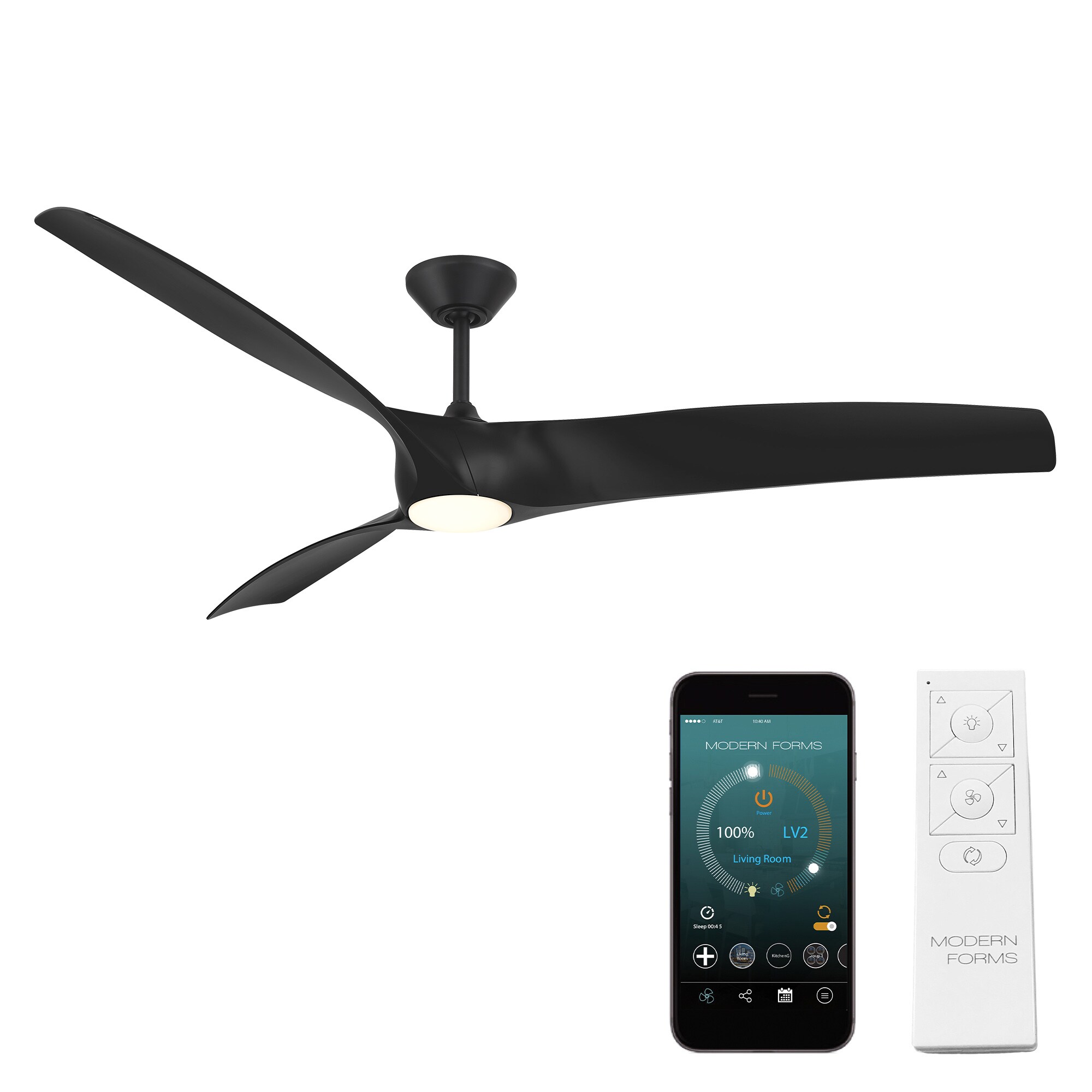Modern Forms Zephyr Indoor or Outdoor 3-Blade 72in Smart Ceiling Fan in ...