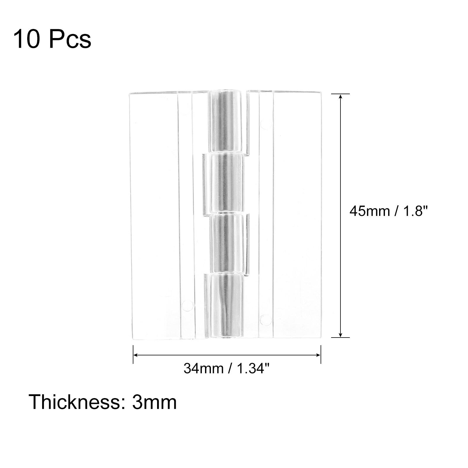 Unique Bargains 10Pcs Acrylic Hinges 45x34mm Clear Folding Hinge with ...