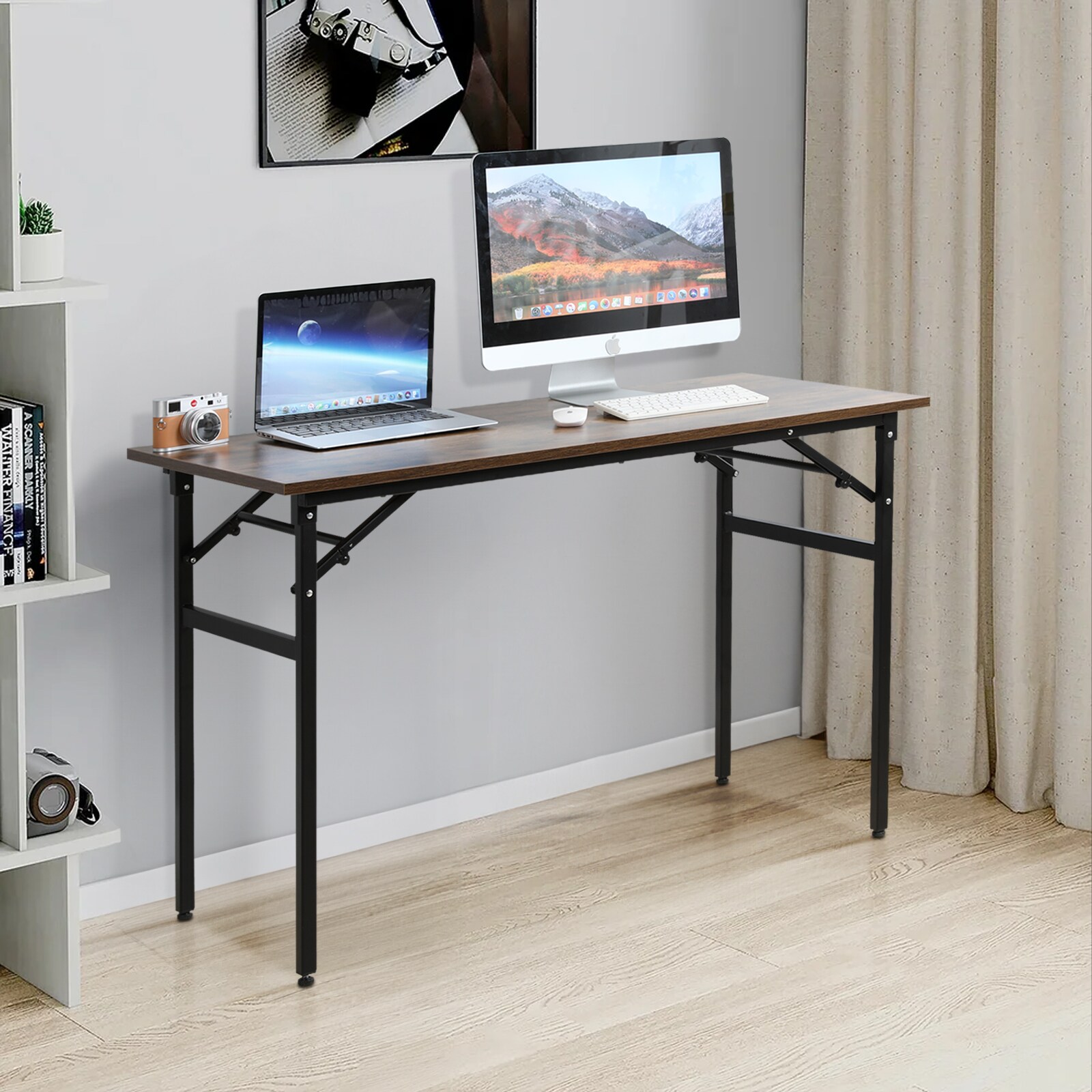 Flynama 1.3-ft x 2.6-ft Indoor Rectangle Wood Brown Folding Utility ...