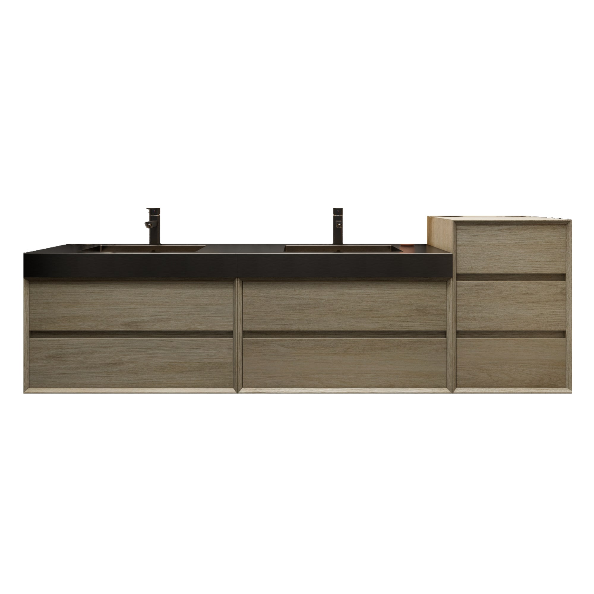 BV Better Vanity MIA 92-in Coffee Wood Double Sink Floating Bathroom ...