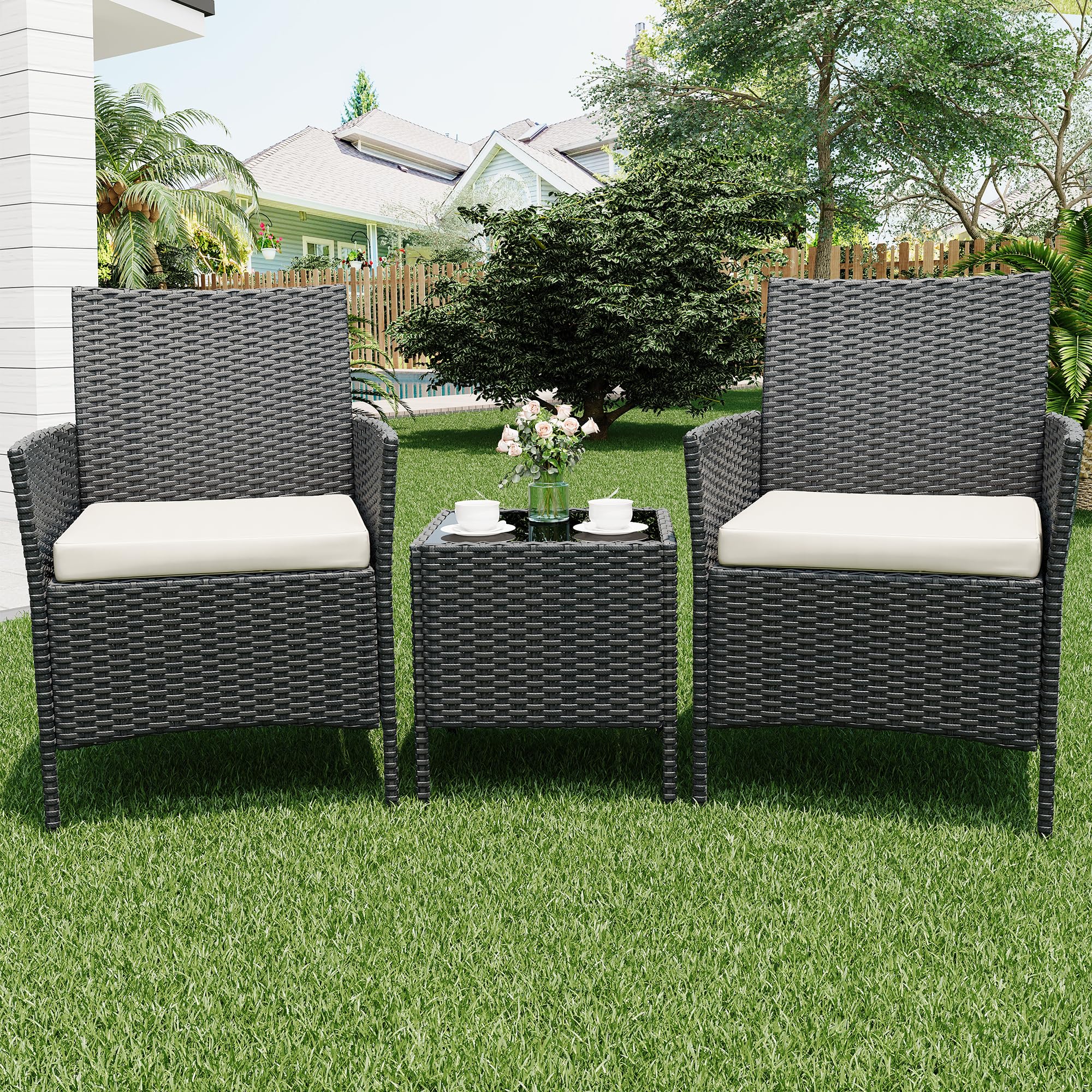 IdealHouse Patio Furniture Set 3 Pieces Outdoor Patio Conversation Sets ...
