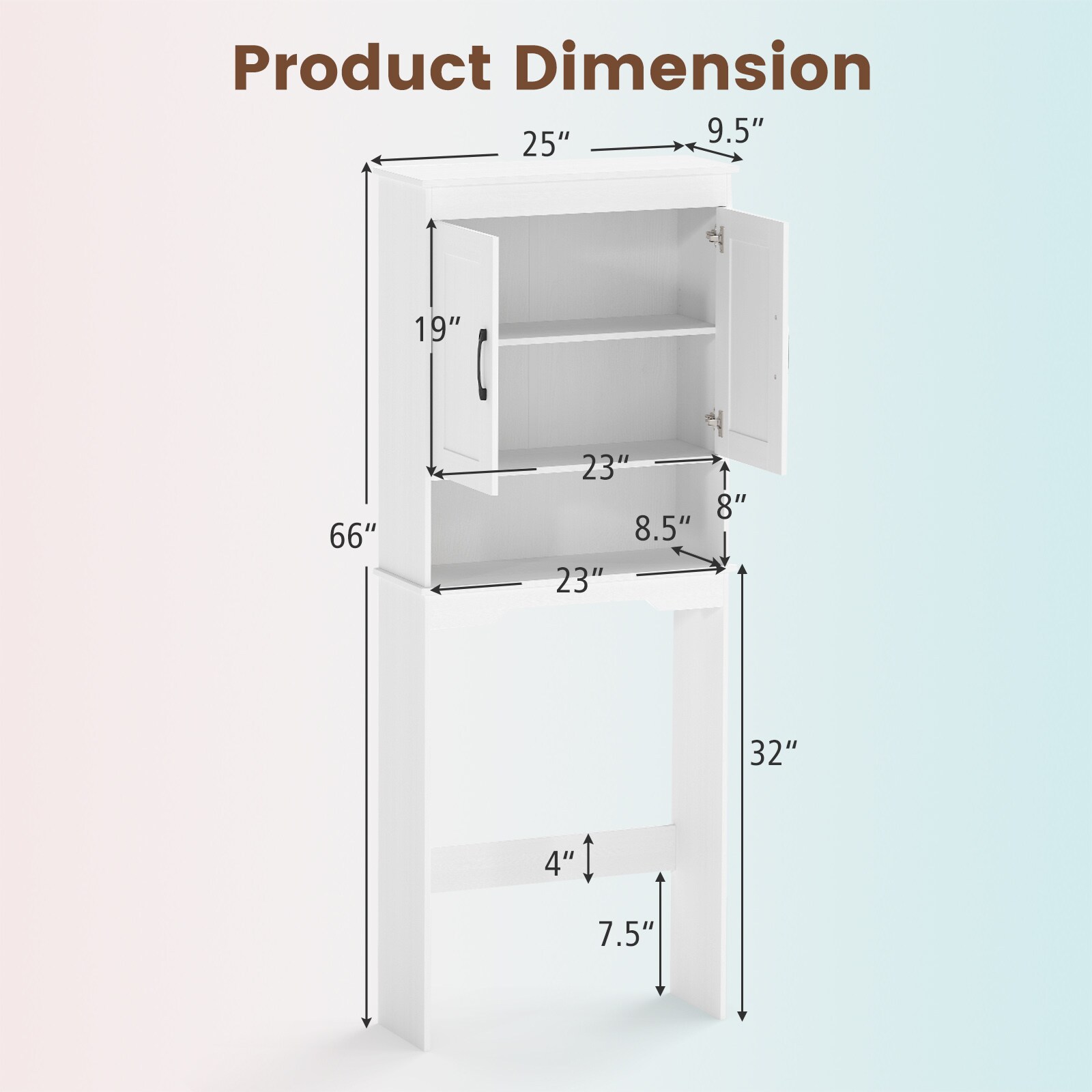 Costway Over The Toilet Storage Cabinet Bathroom Organizer with ...