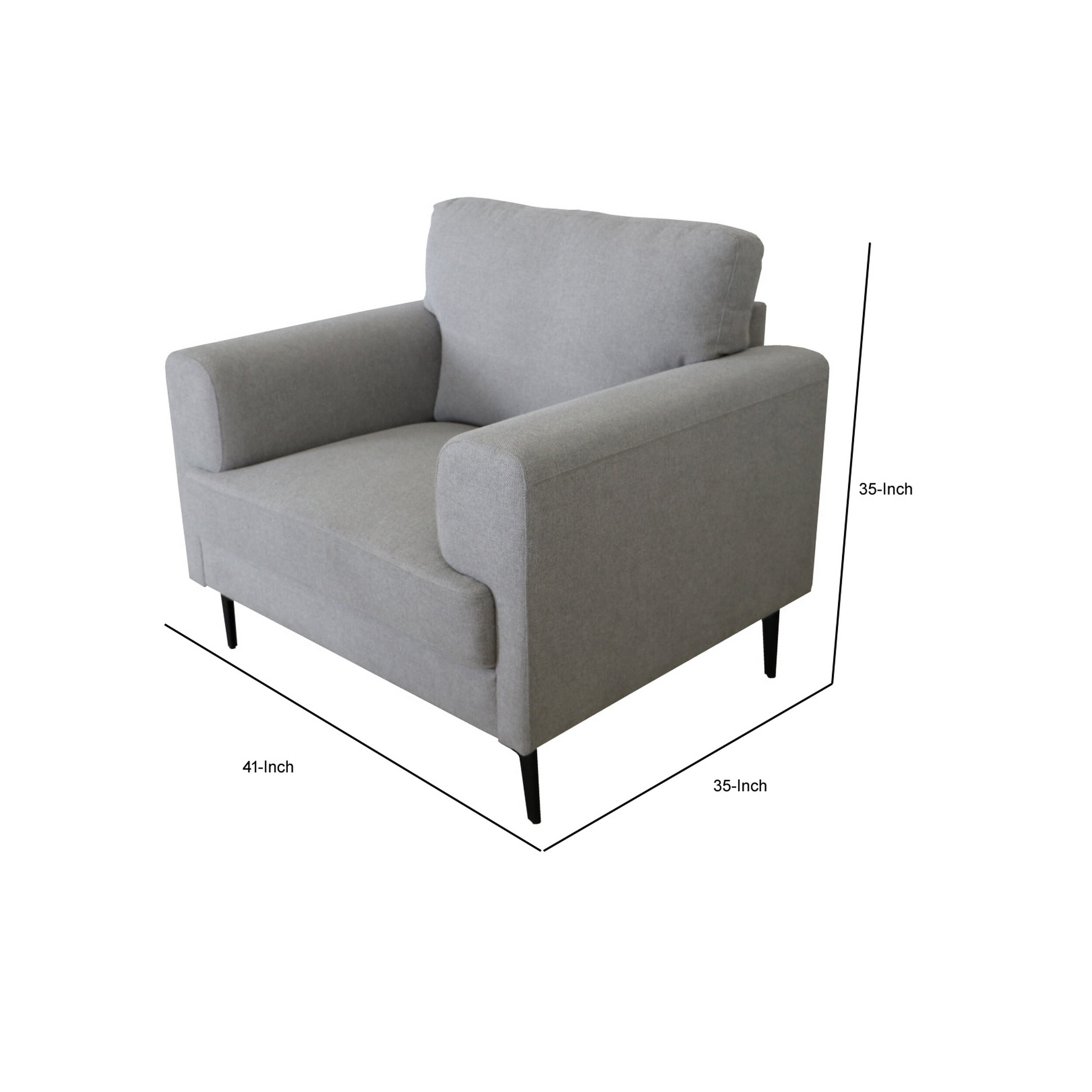 Benzara Gray Fabric Arm chair with Sleek Metal Legs in the Chairs ...