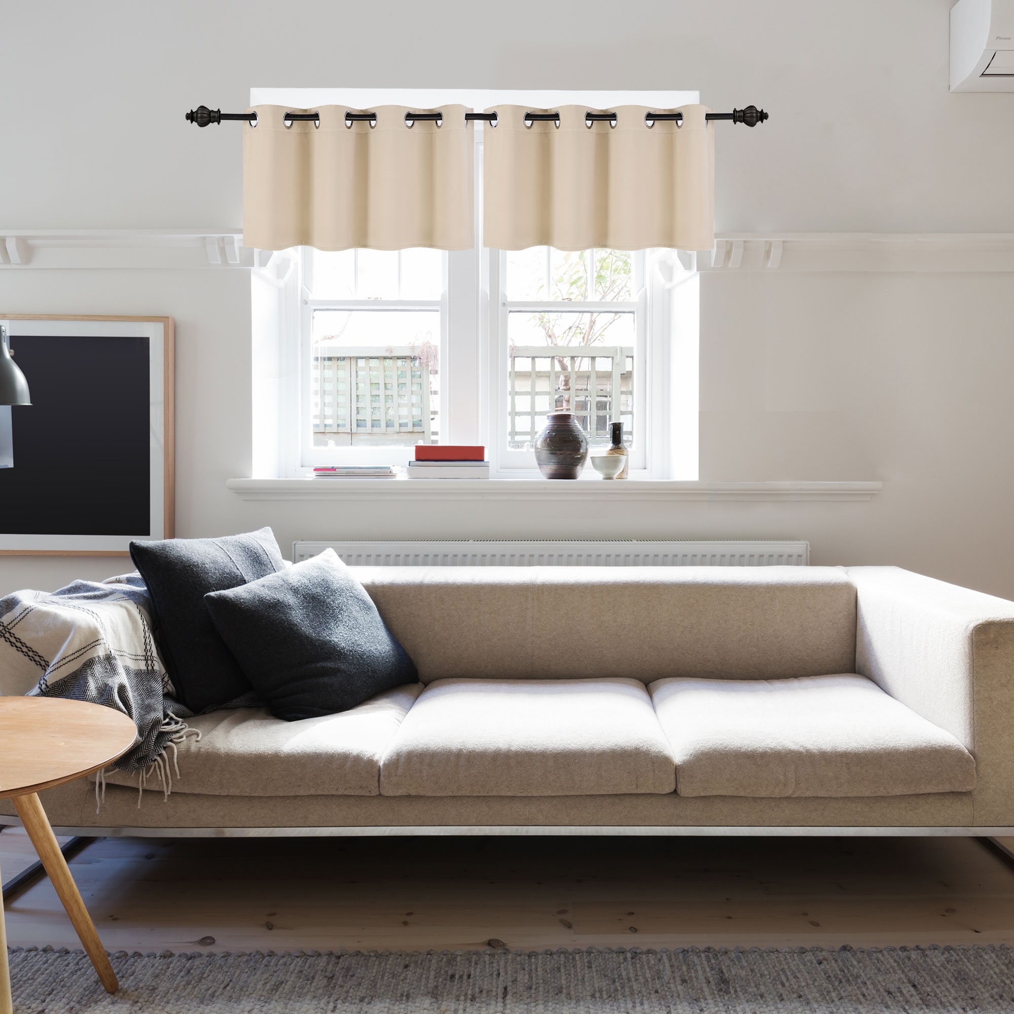 Unique Bargains 2 Panels Small Window Curtain Panel Grommet Top Valance ...