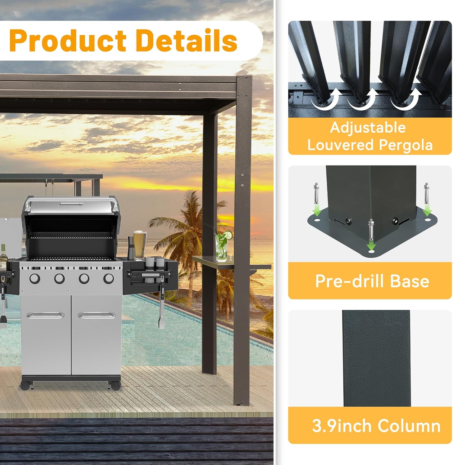LOVMOR 8-ft W x 5-ft L Brown with Side Shelves and Bottle Opener and ...