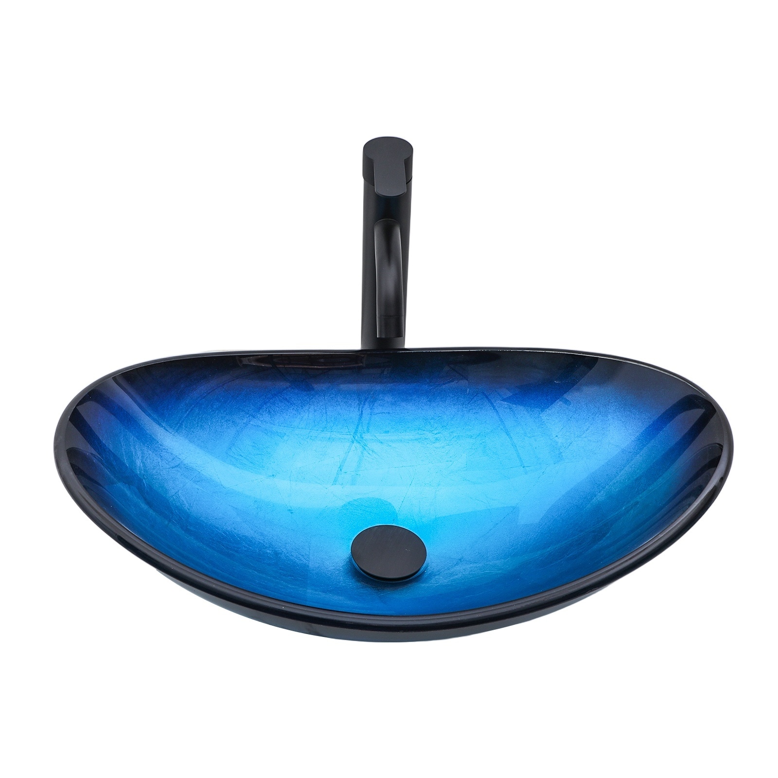 LIVACA 22 inch x 14 inch x 7 inch Blue Tempered Glass Boat Shape Vessel ...