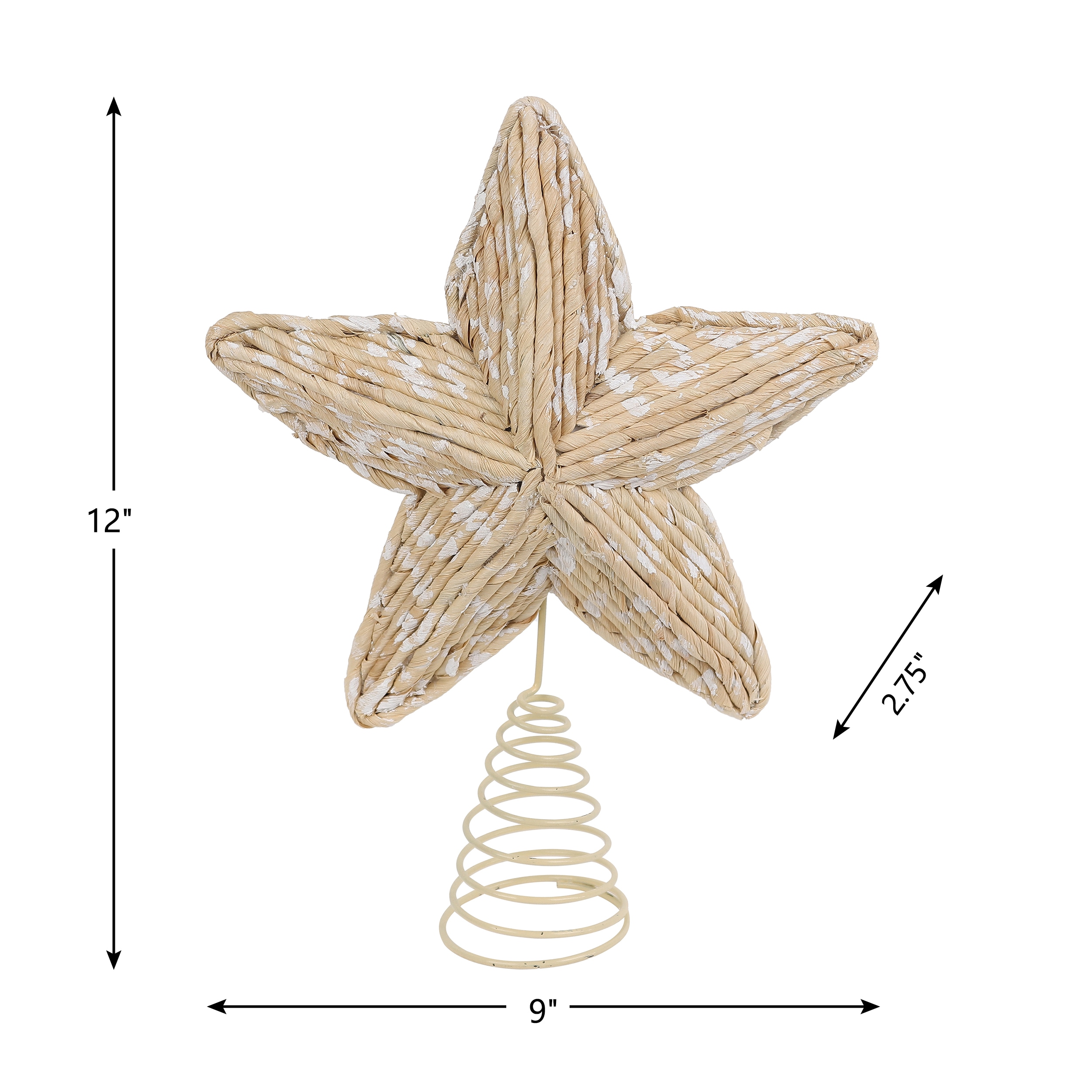 Holiday Living Coastal 12.75-in Star Straw Christmas Tree Topper in the ...