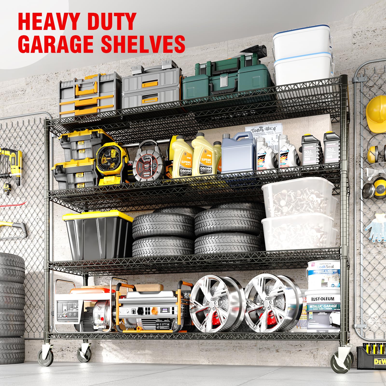 Garvee Heavy Duty Wire Shelving Unit 2640LBS Capacity 73 in H x 59 in W ...