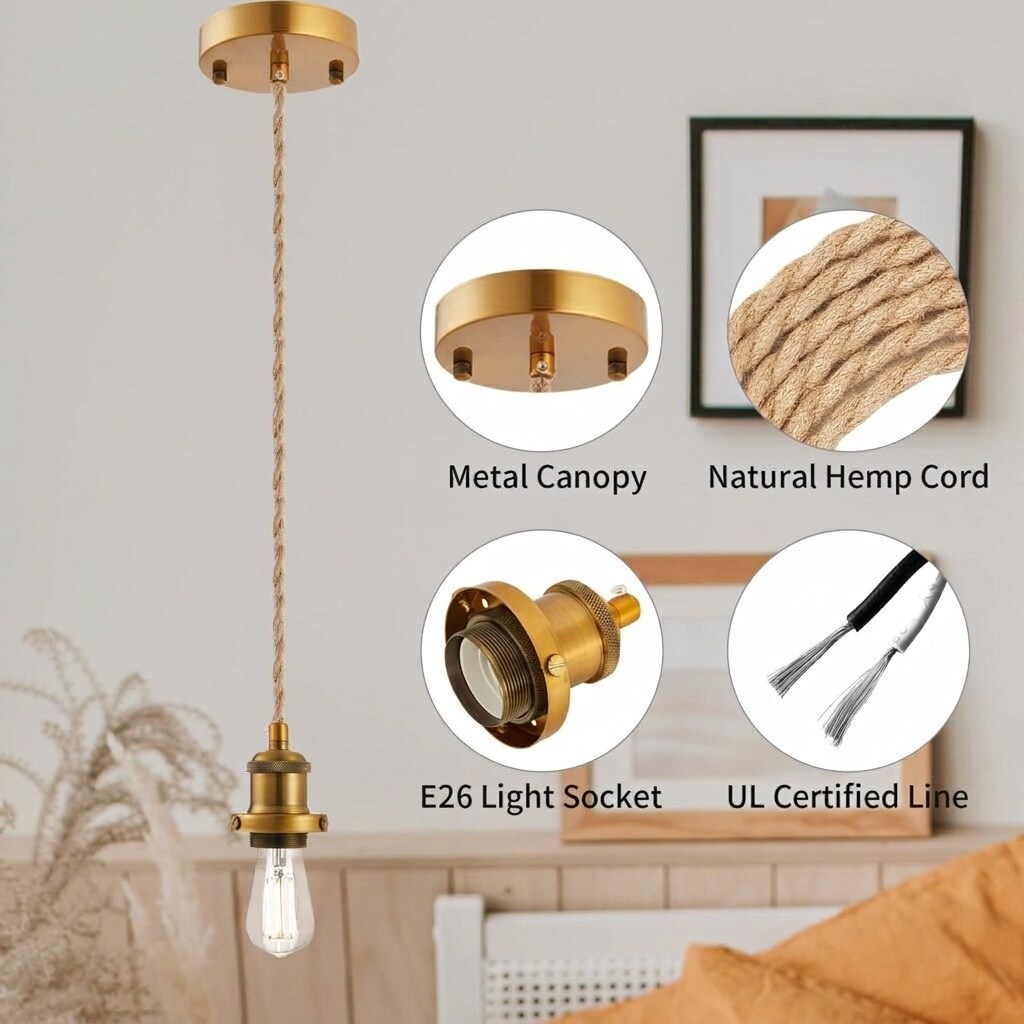 Oyezvary Industrial Mini Pendant Light Kit 1 Piece E26 Socket Hanging ...