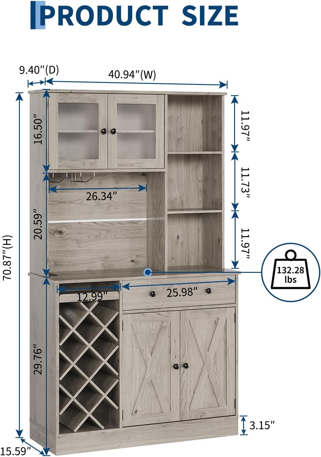 Garvee Coffee Bar Cabinet with Power Outlet Exquisite Barn Doors ...