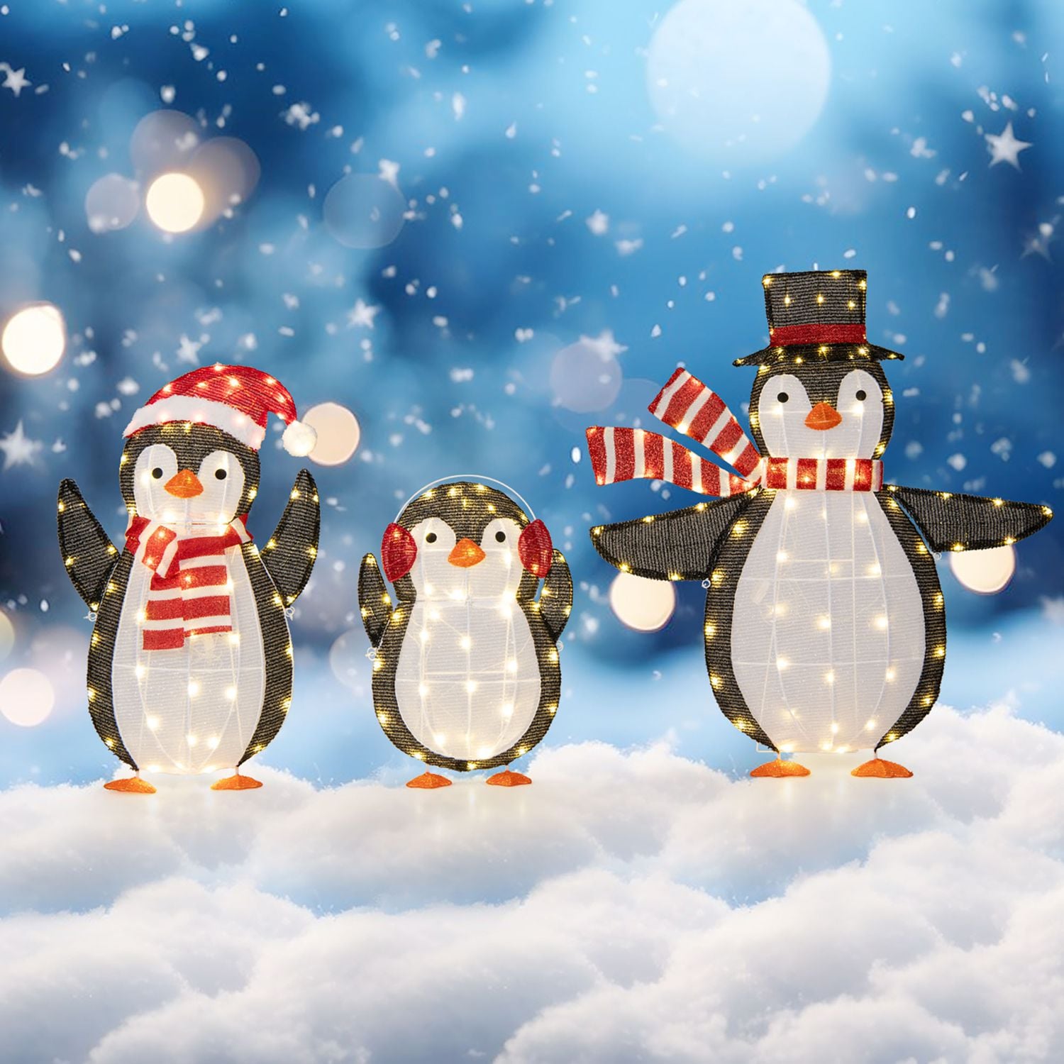Costway Lighted Christmas Penguins Set of 3 Christmas Penguin ...
