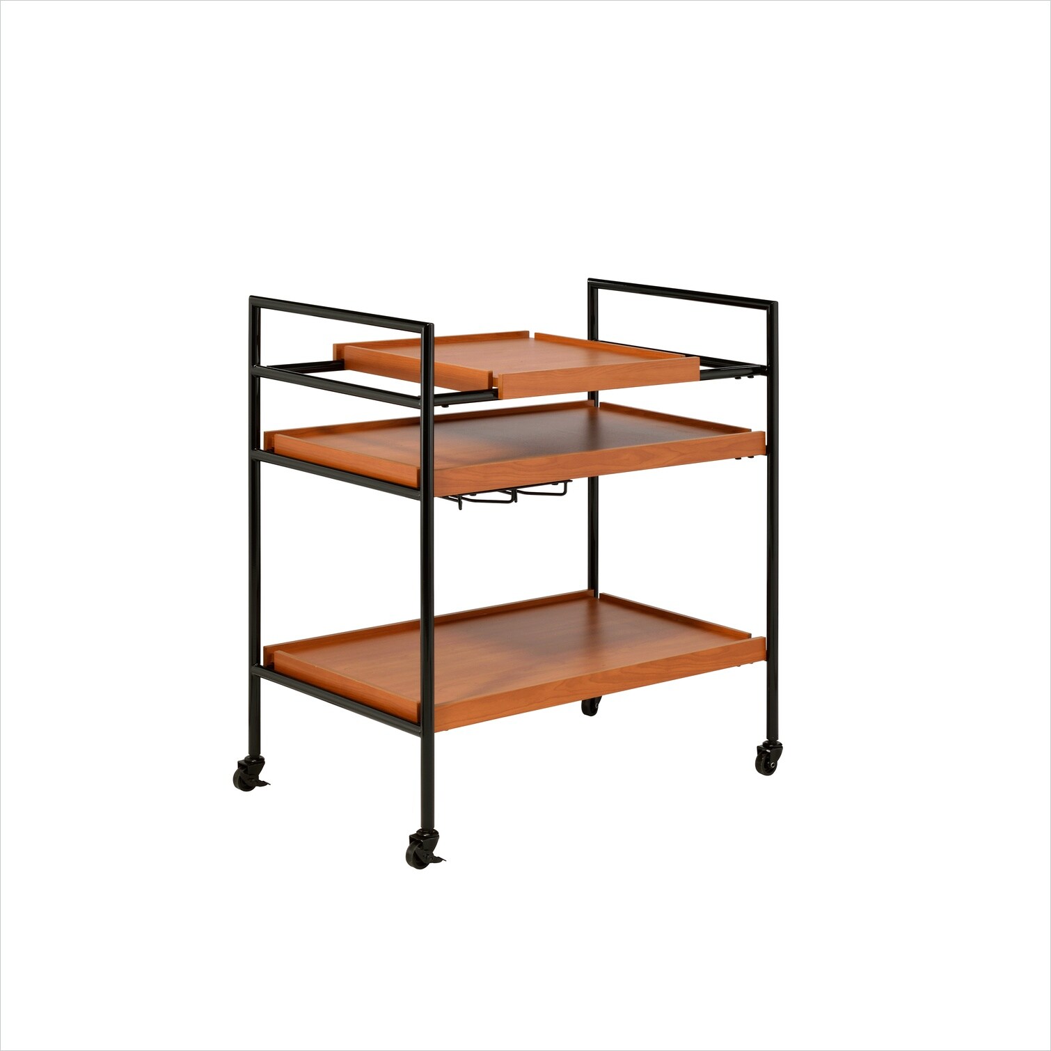 Naturefalls Serving Cart with Wine Rack and Adjustable Trays Deep Black ...