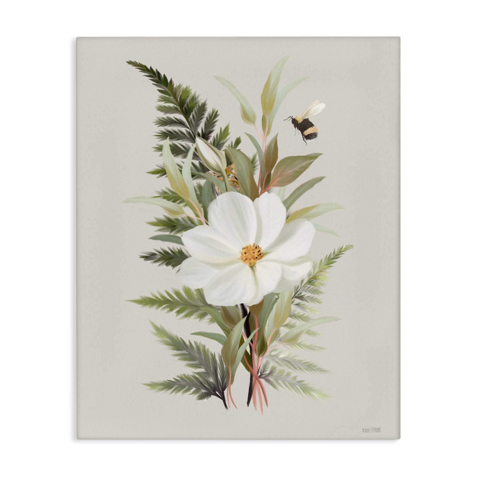 Stupell Industries Bumble Bee and Flower Canvas Wall Art By House ...