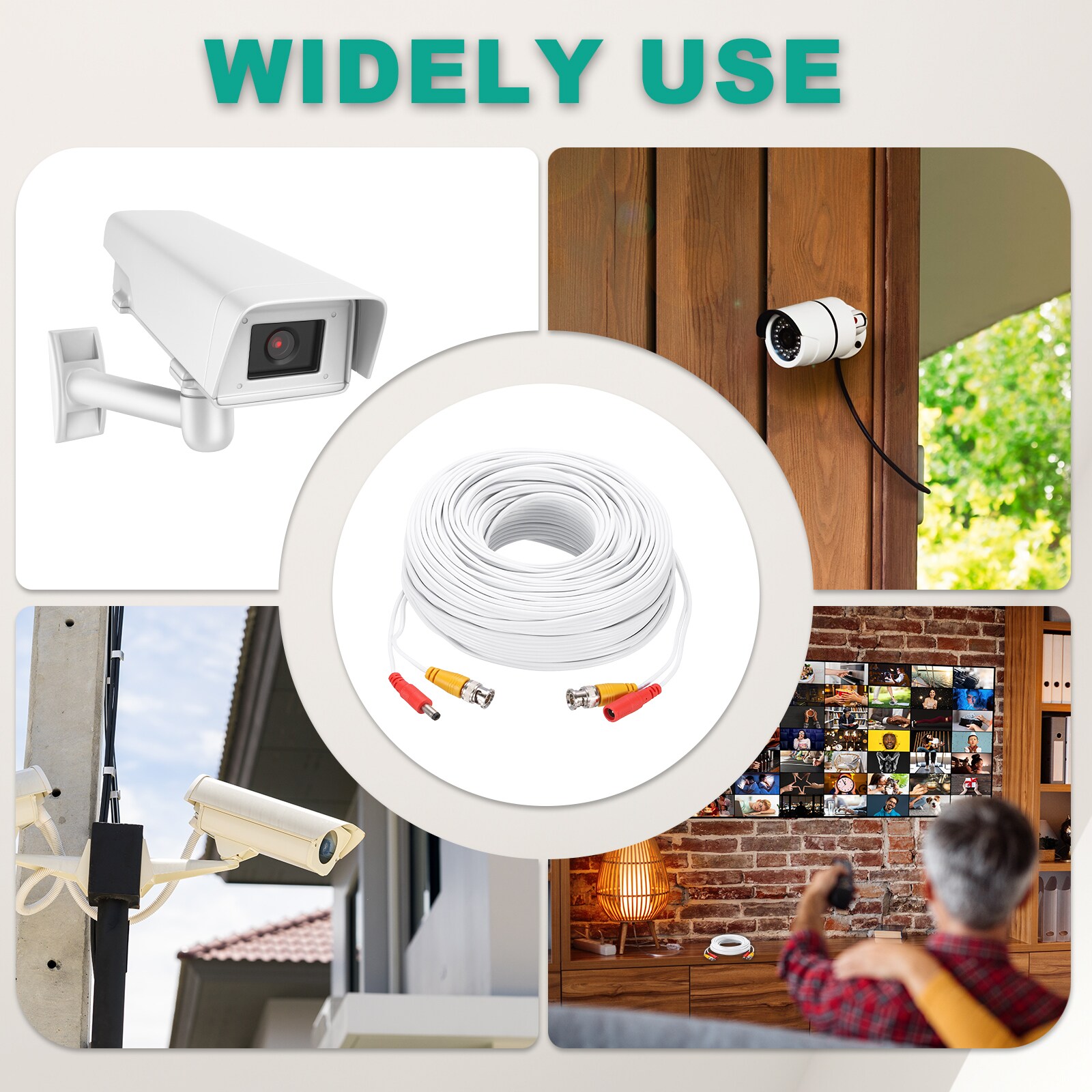 Unique Bargains BNC Video Power Cable 45m/148ft All-in-One Security ...
