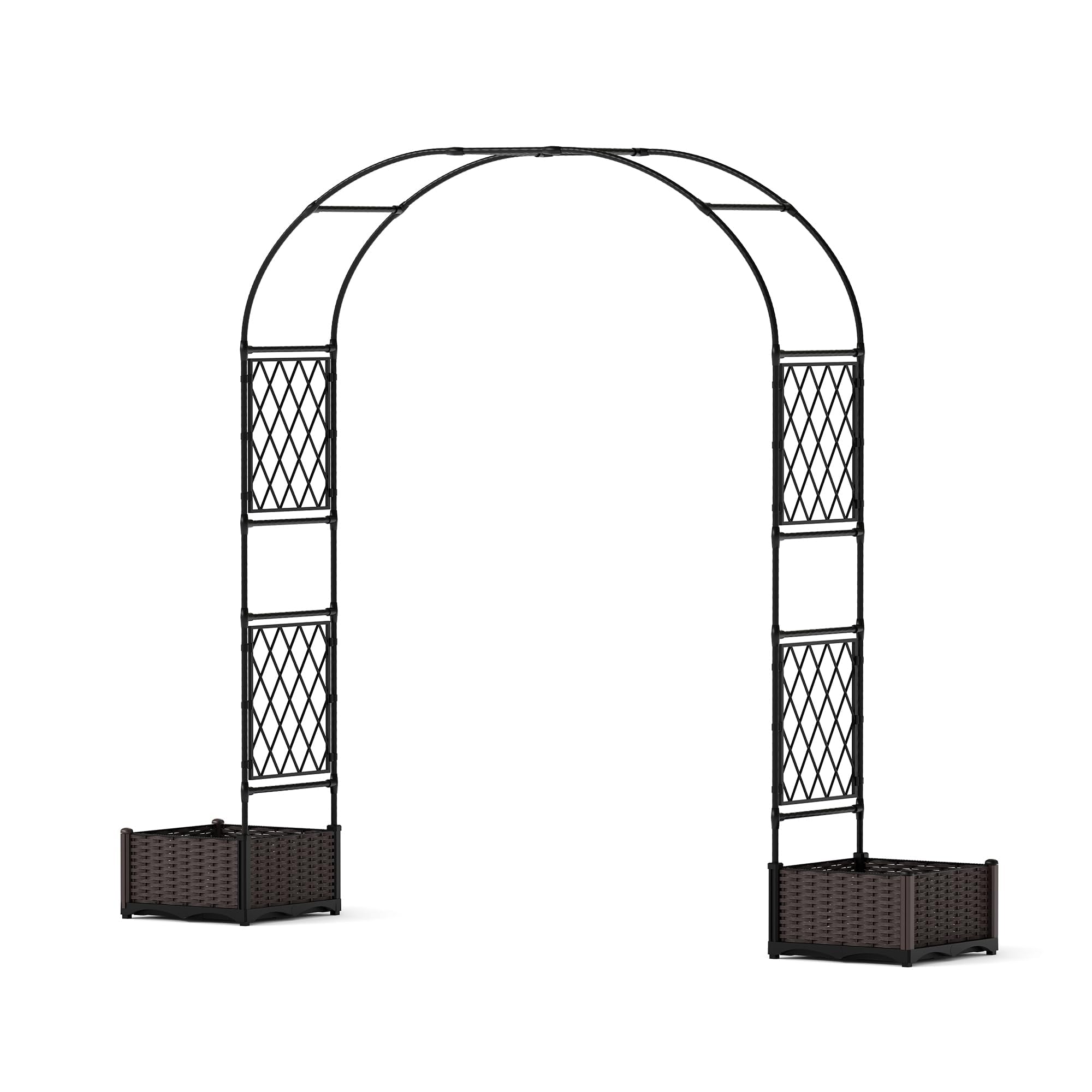 GarveeLife 90.5 in Garden Arbor with 2 Planter Boxes PE Coated Metal ...