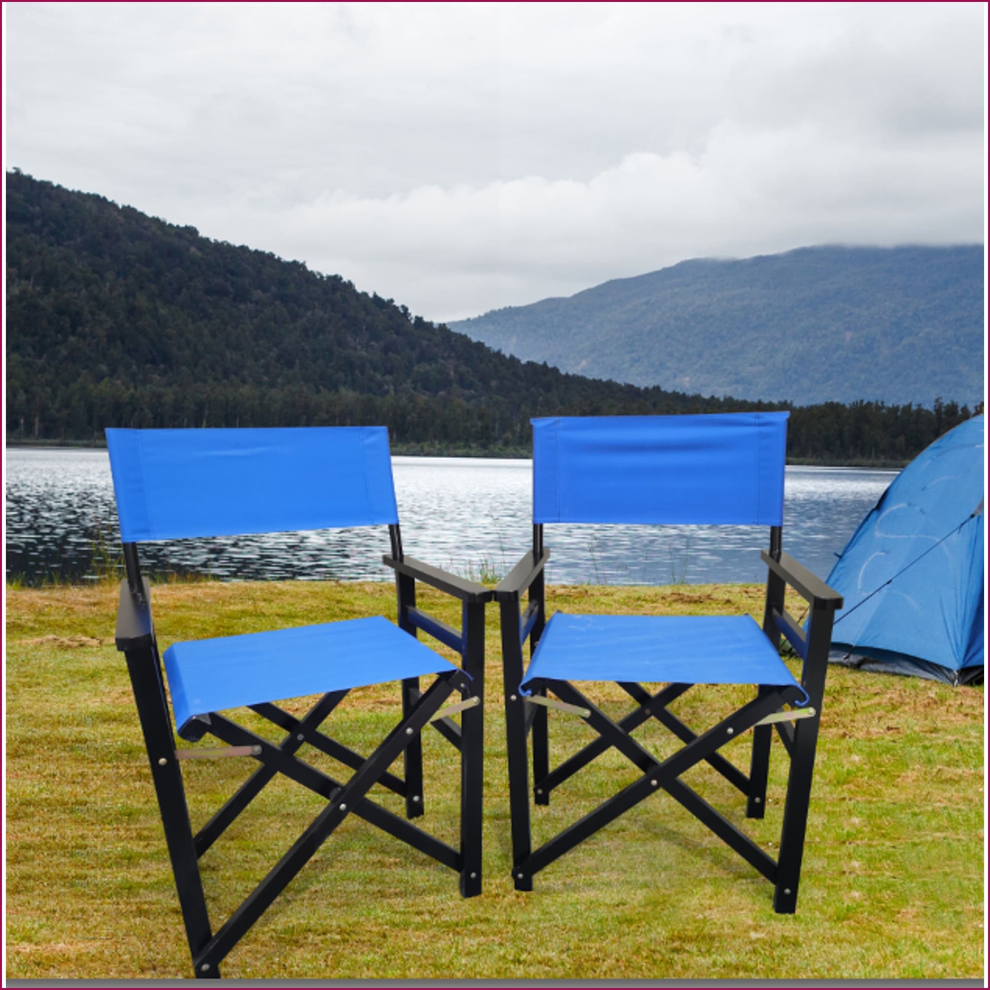 Watnature Folding Director Chairs 2 Pack Populus Wood Canvas Foldable ...